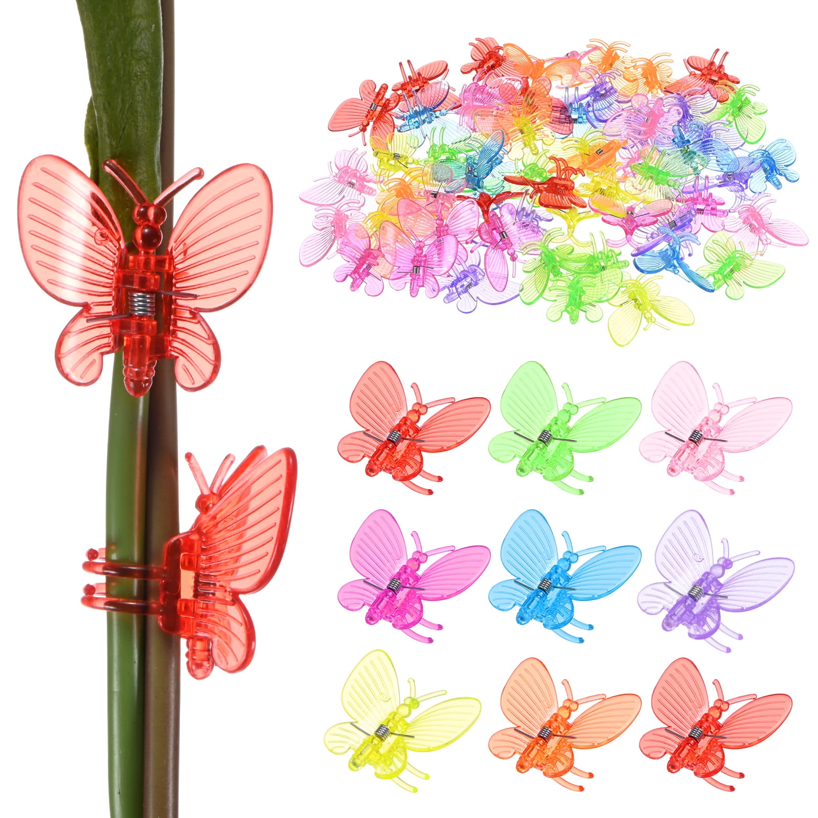 Uxcell 80-Pack Orchid Clips Plastic Garden Plant Clips Butterfly Orchid ...