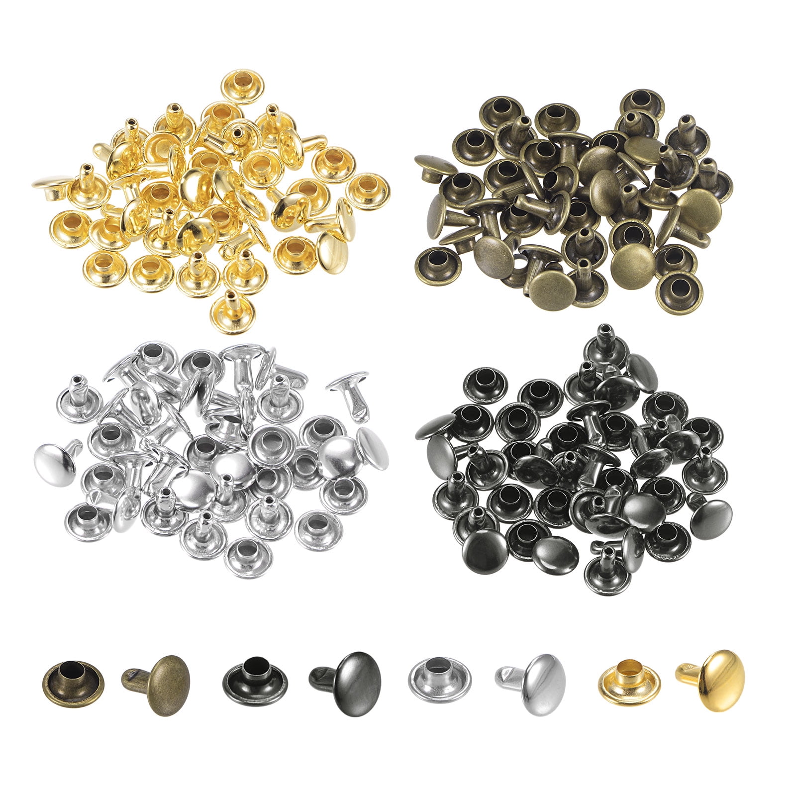 Uxcell 80 Sets Leather Rivets Kit 4 Colors 8mm Double Cap Brass Rivet ...