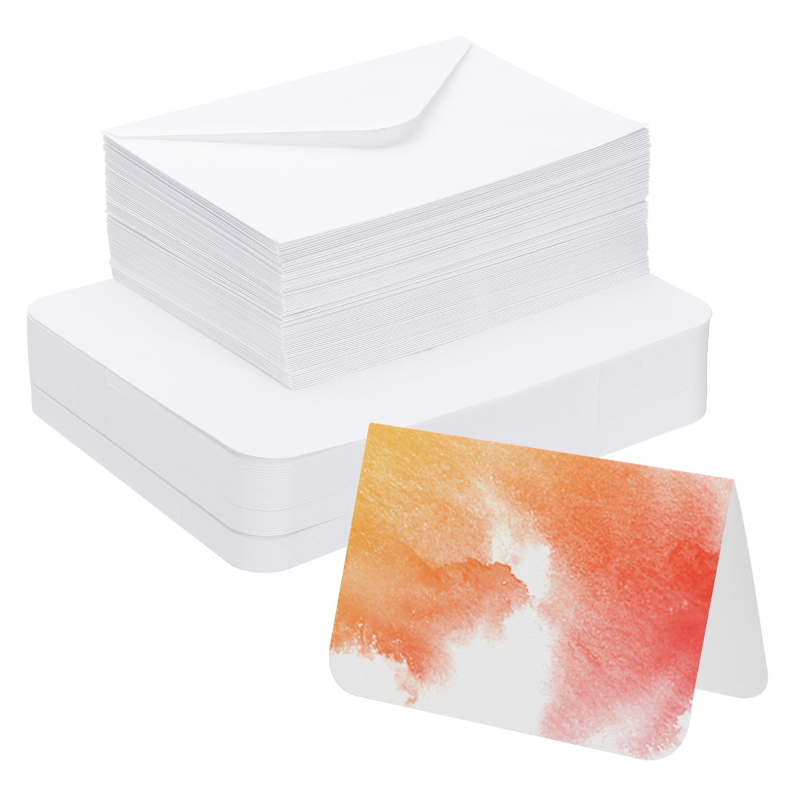 Uxcell 80 Sets Watercolor Cards Rounded Corners with Envelopes 4x6 Inch ...