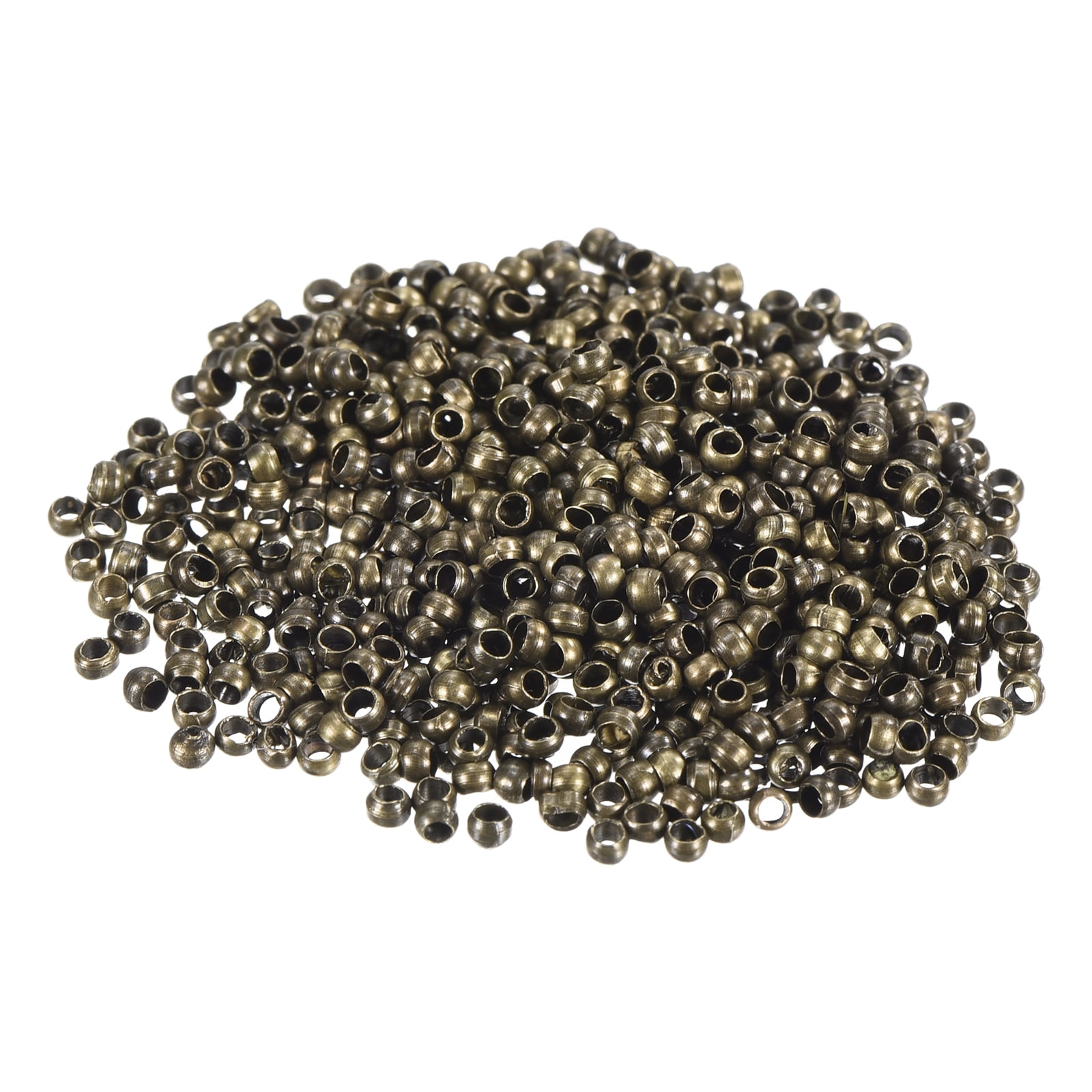 Uxcell 800Pack Round Crimp Beads, 2.5mm Brass Spacer Loose Beads Metal ...
