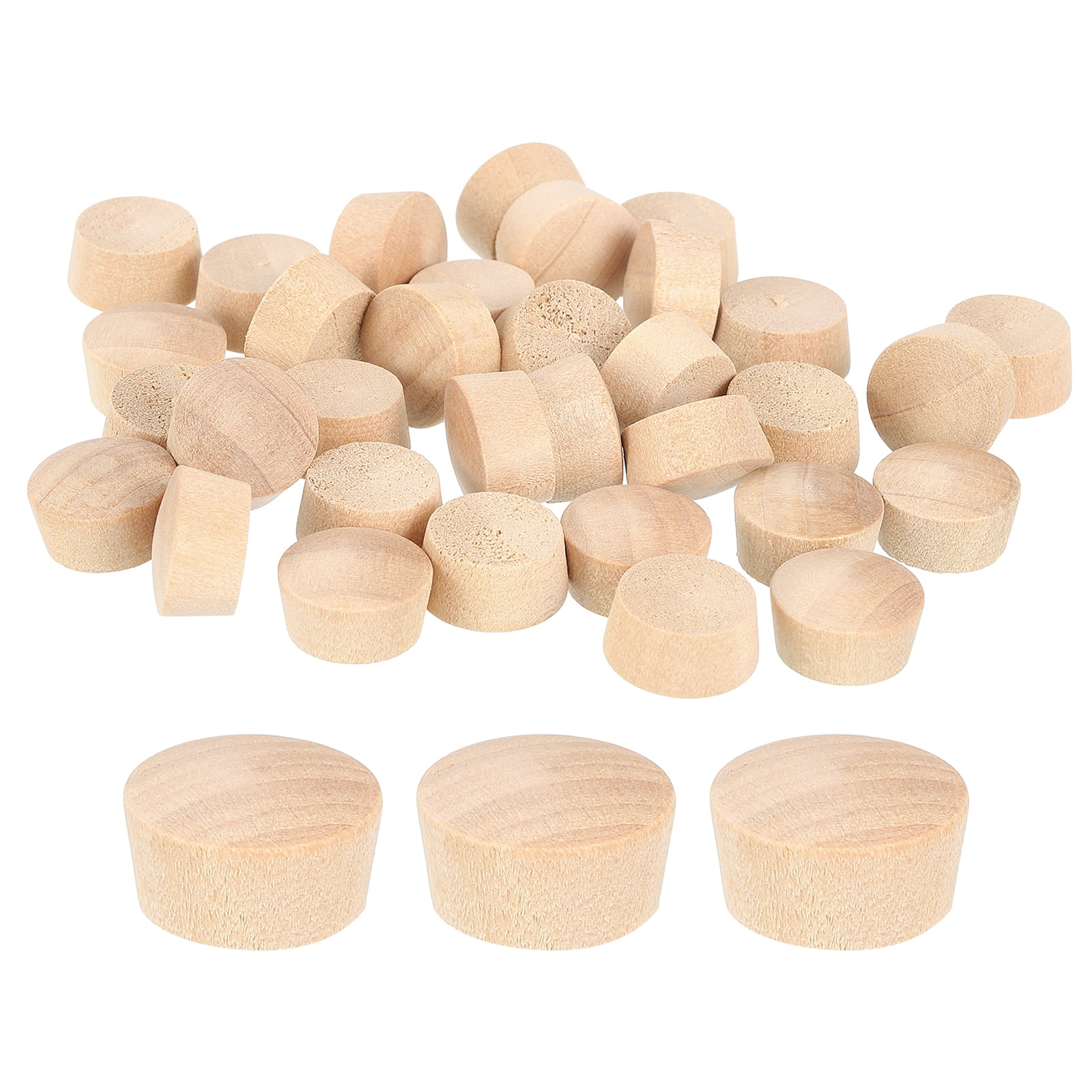 Uxcell 80Pack Wood Button Plugs, 14mm/0.55" Flat Head Hardwood Screw ...
