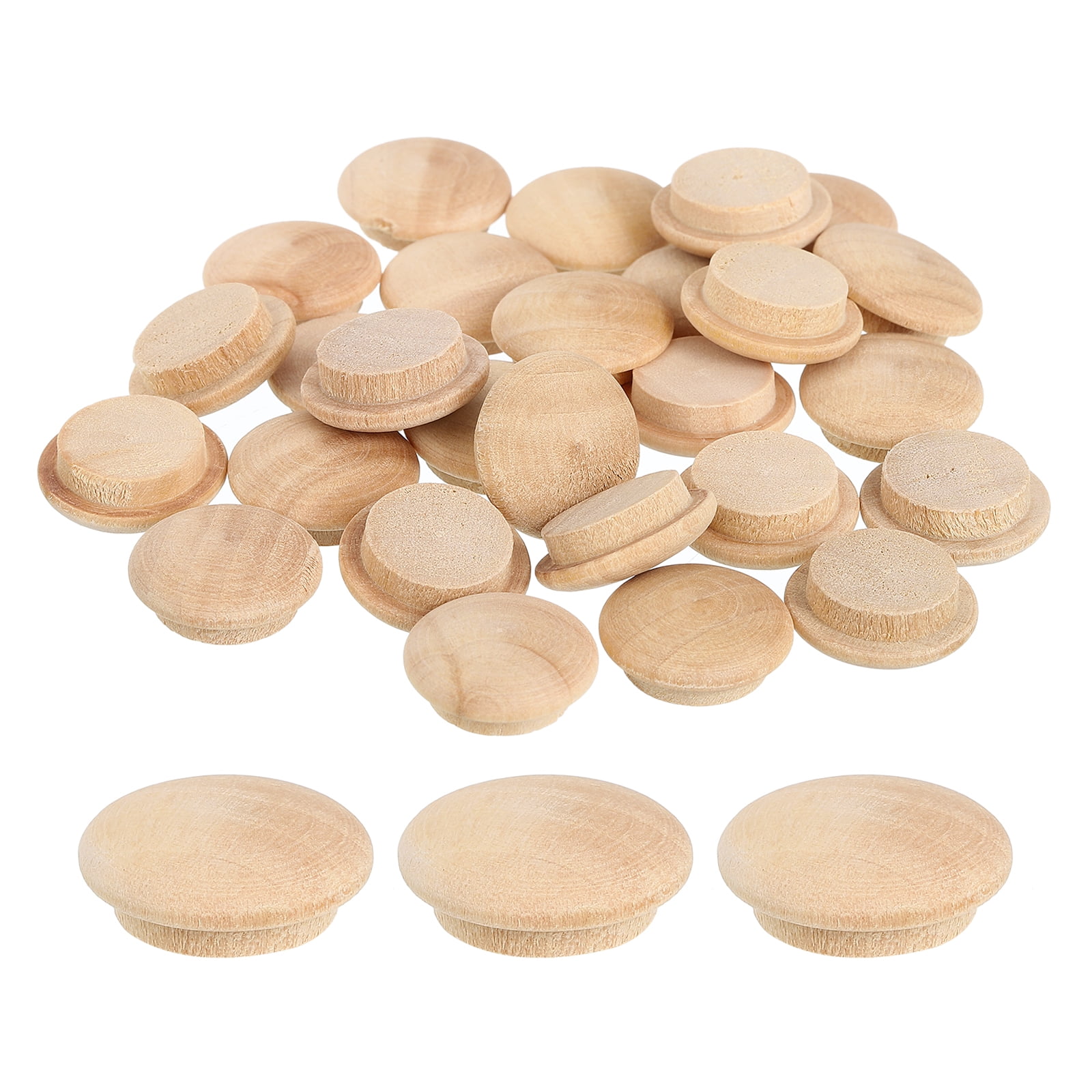 Uxcell 80Pack Wood Button Plugs, 15mm/0.59" Hardwood Screw Hole Plug ...
