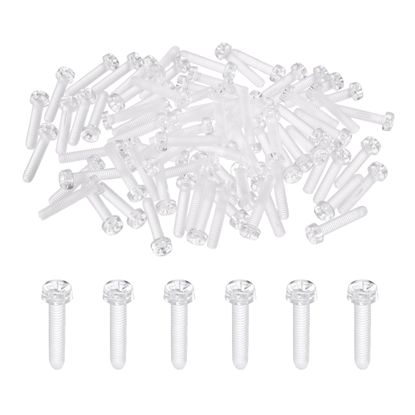 Uxcell 80Pcs Clear Acrylic Screws, M4x20mm PC Plastic Phillips Round ...
