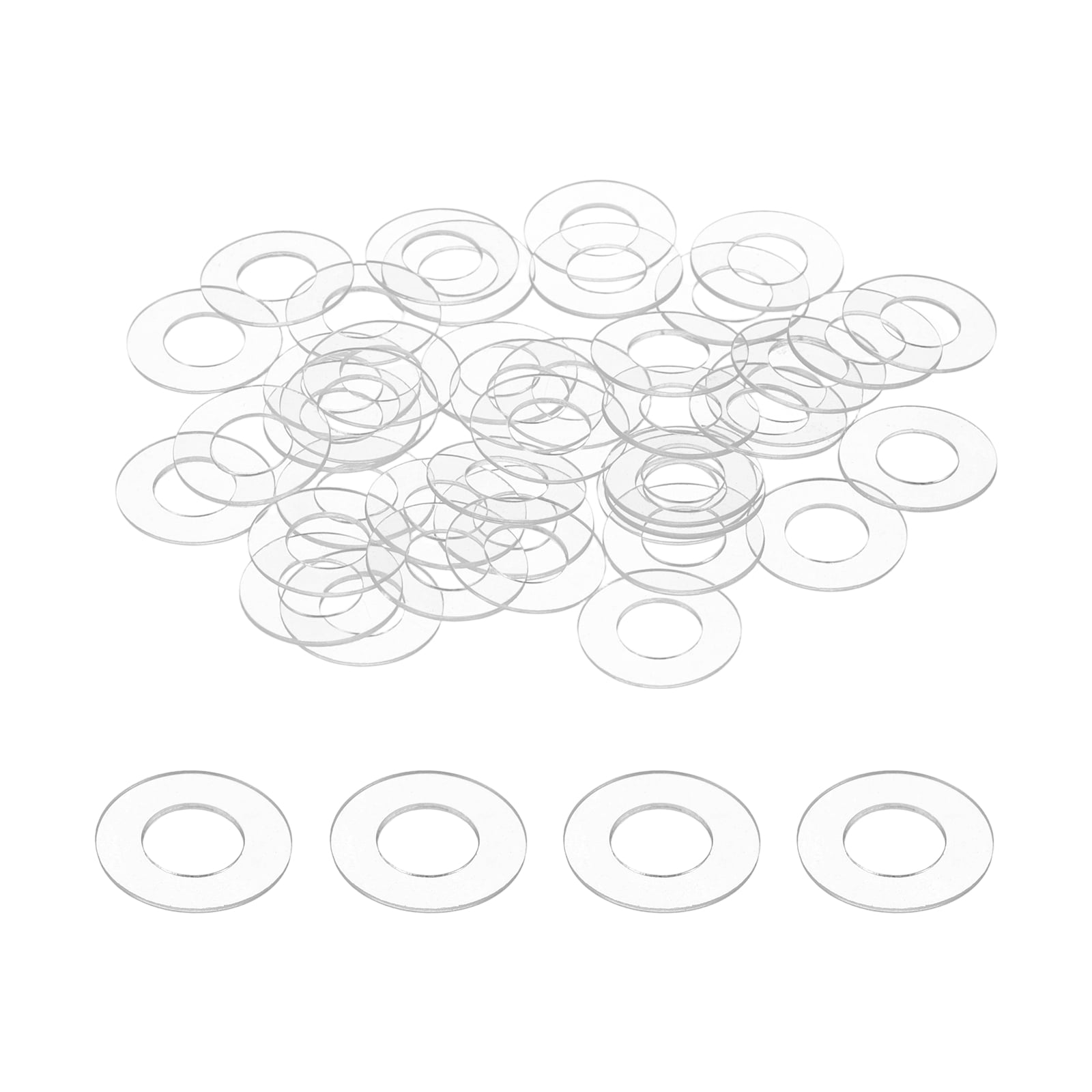 Uxcell 80Pcs M6 Clear Flat Washers 6mm ID 12mm OD 1mm Thick Glass ...