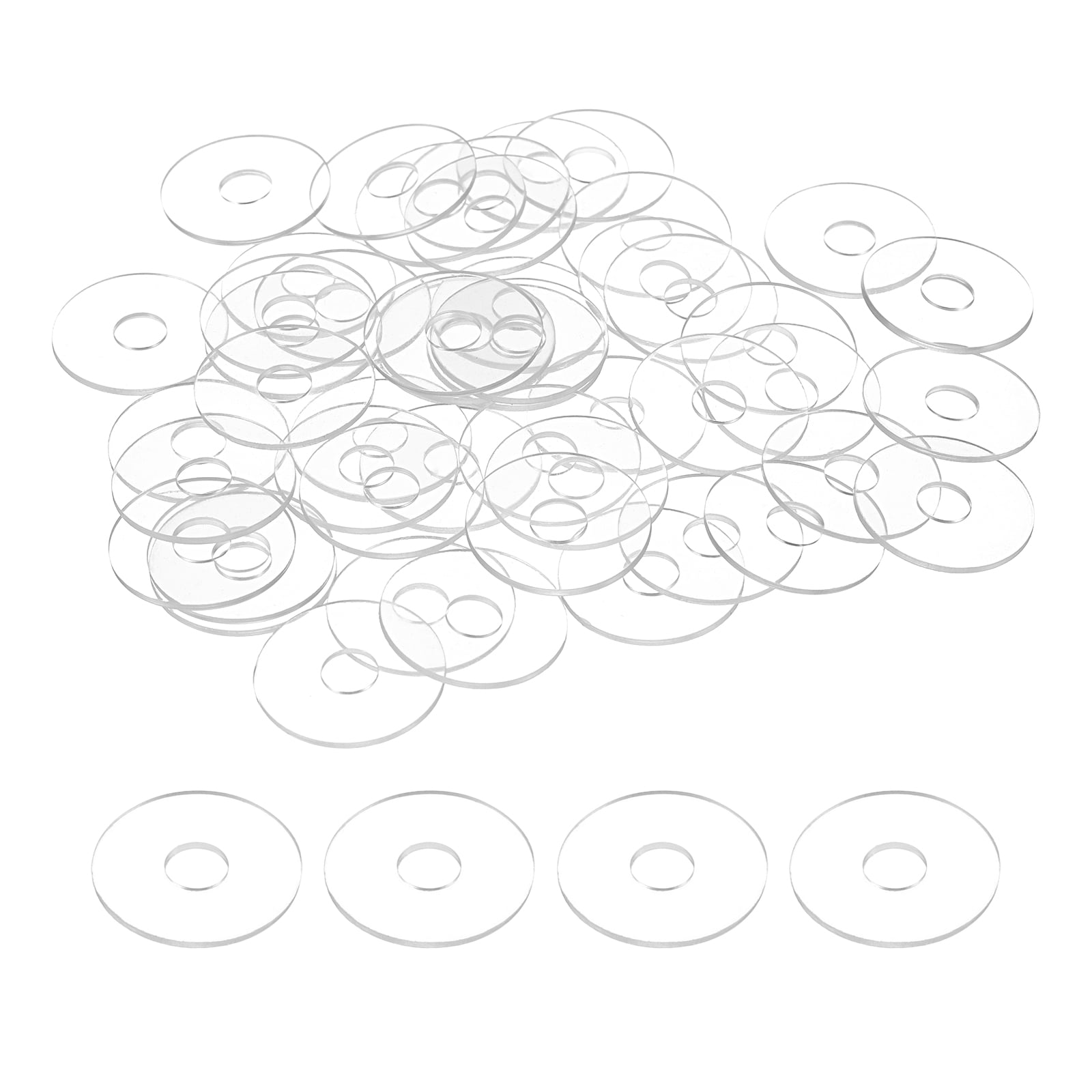 Uxcell 80Pcs M6 Clear Flat Washers 6mm ID 20mm OD 1mm Thick Glass ...
