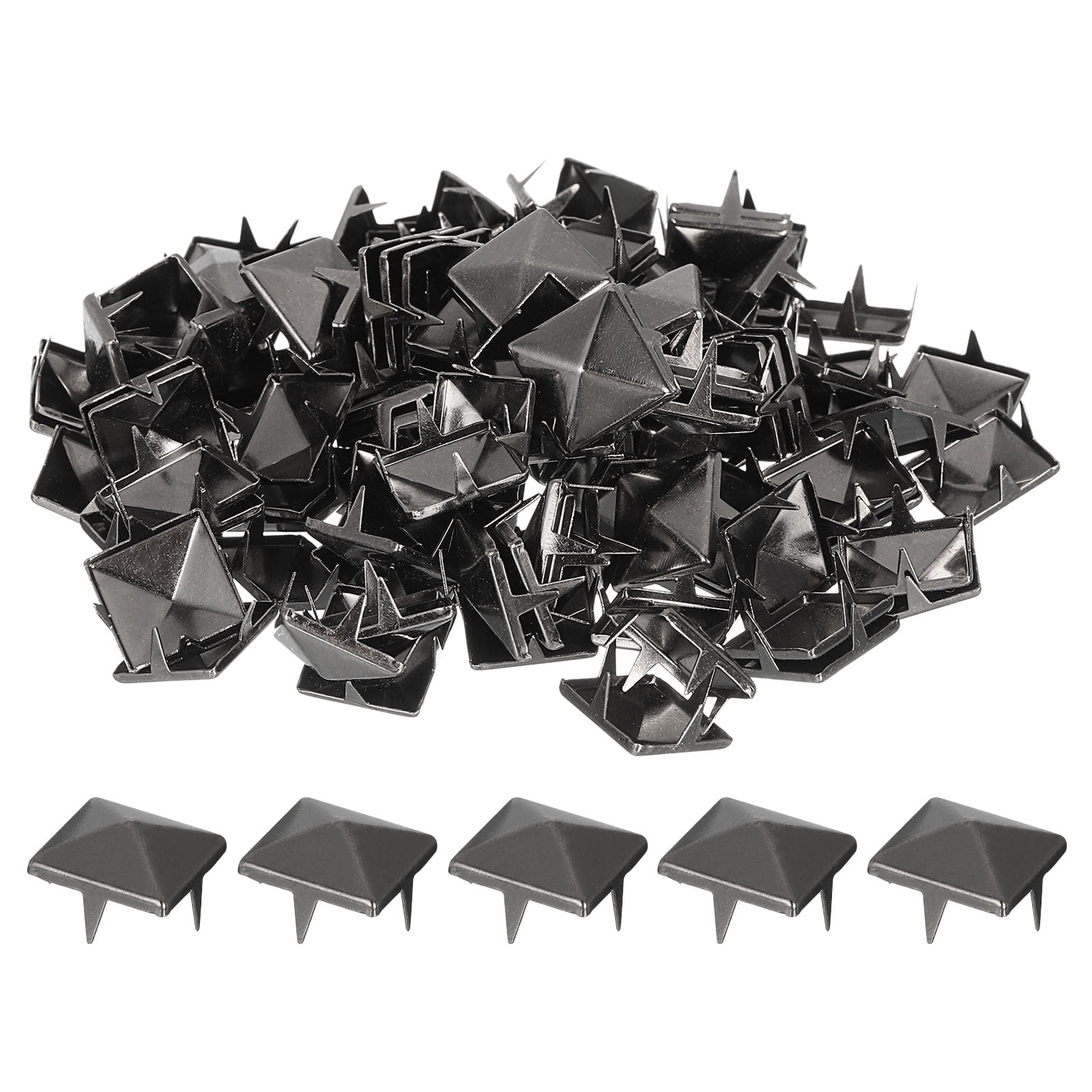 Uxcell 80Pcs Square Pyramid Rivets, 12mm Four-Jaw Studs Spikes, Copper ...