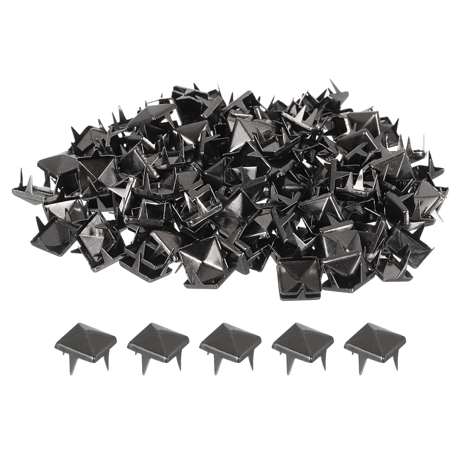 Uxcell 80Pcs Square Pyramid Rivets, 8mm Four-Jaw Studs Spikes, Copper ...