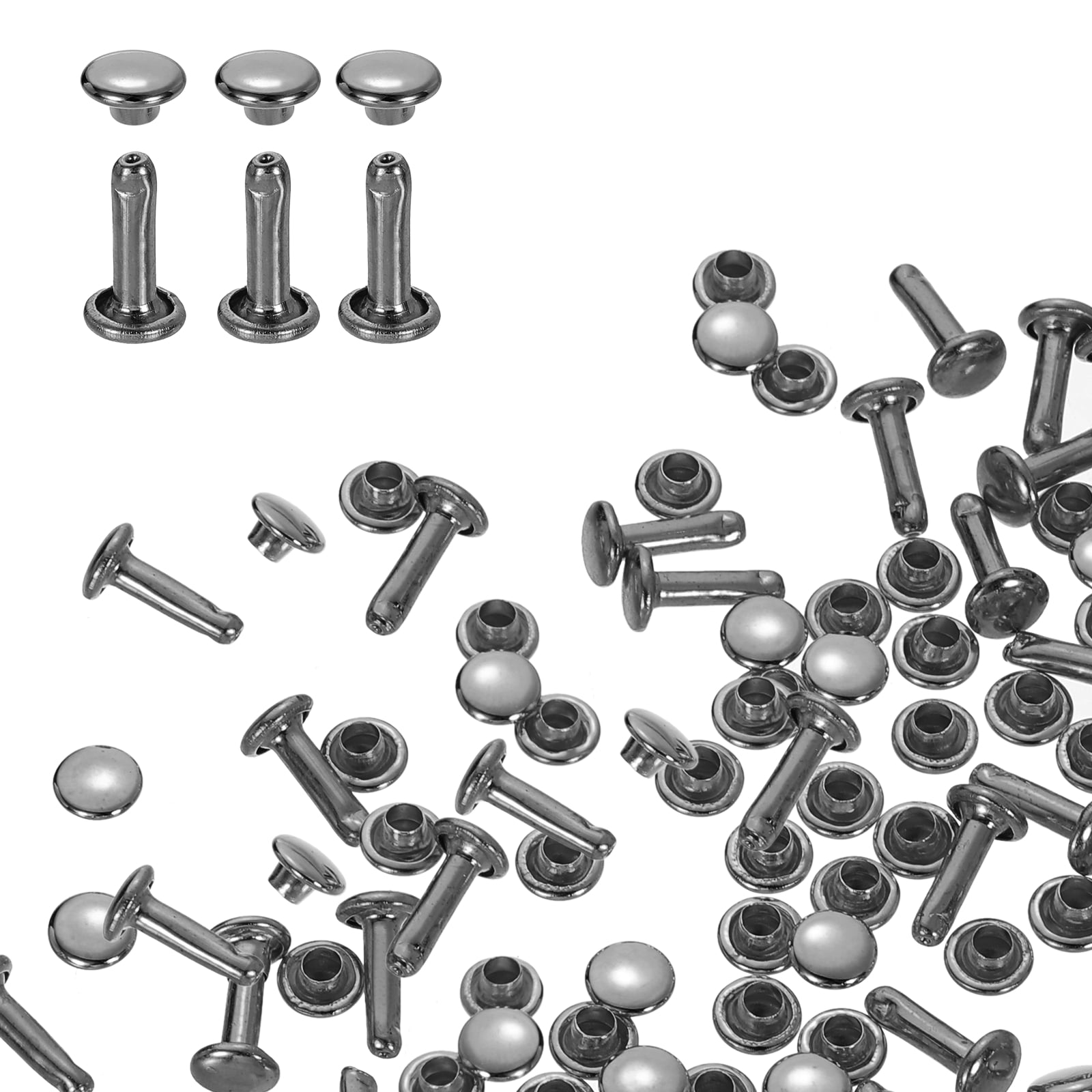 Uxcell 80Sets Double Cap Rivet 6x10mm Carbon Steel Round Head Snap ...