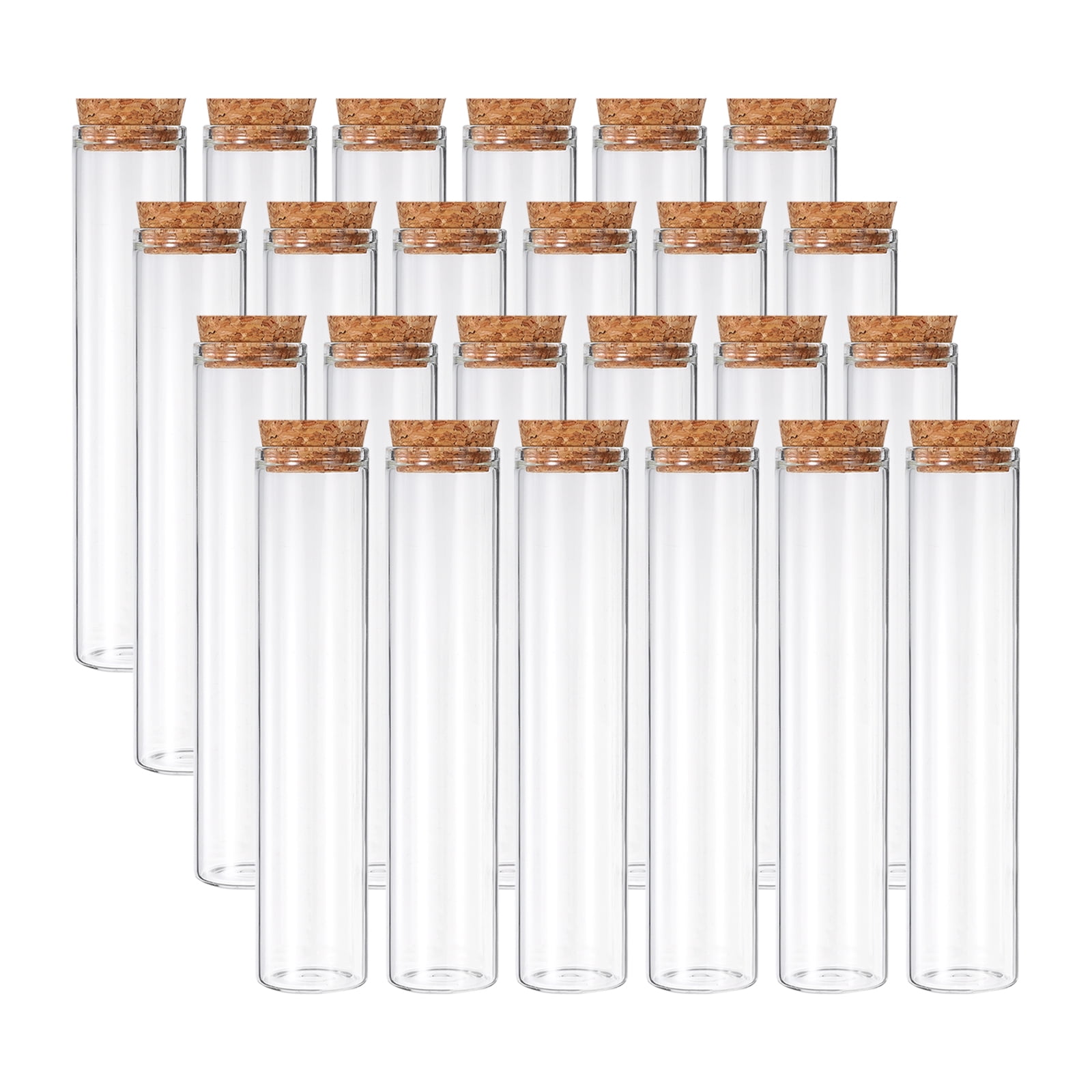 Uxcell 80ml Test Tubes, 24pcs 5.91x1.18 Glass Clear Flat Bottom Test ...