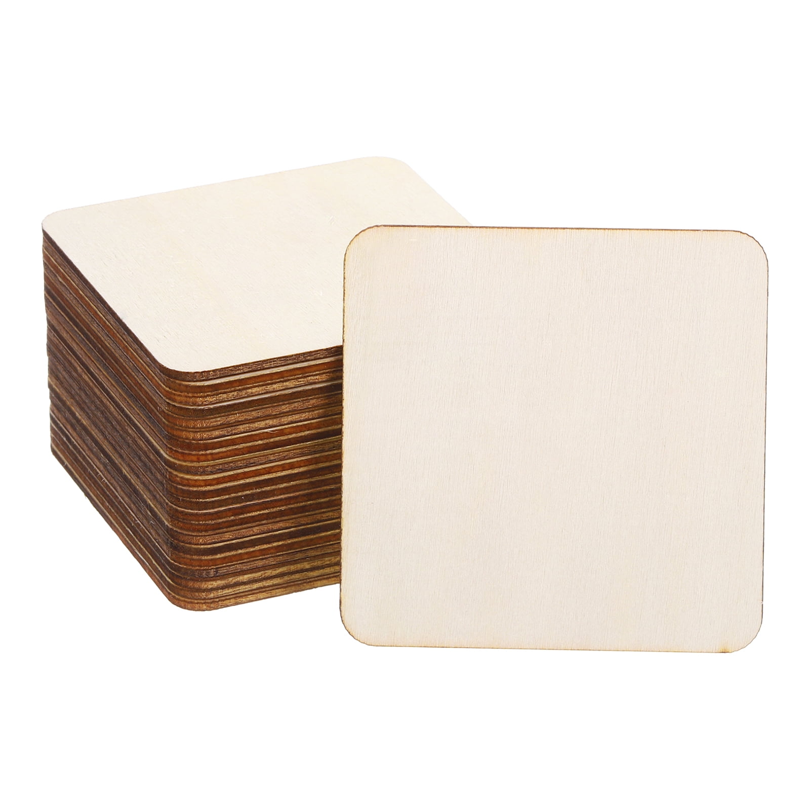 Uxcell 80mm Wood Pieces, 20 Pack Unfinished Square Wood Shapes Blank ...