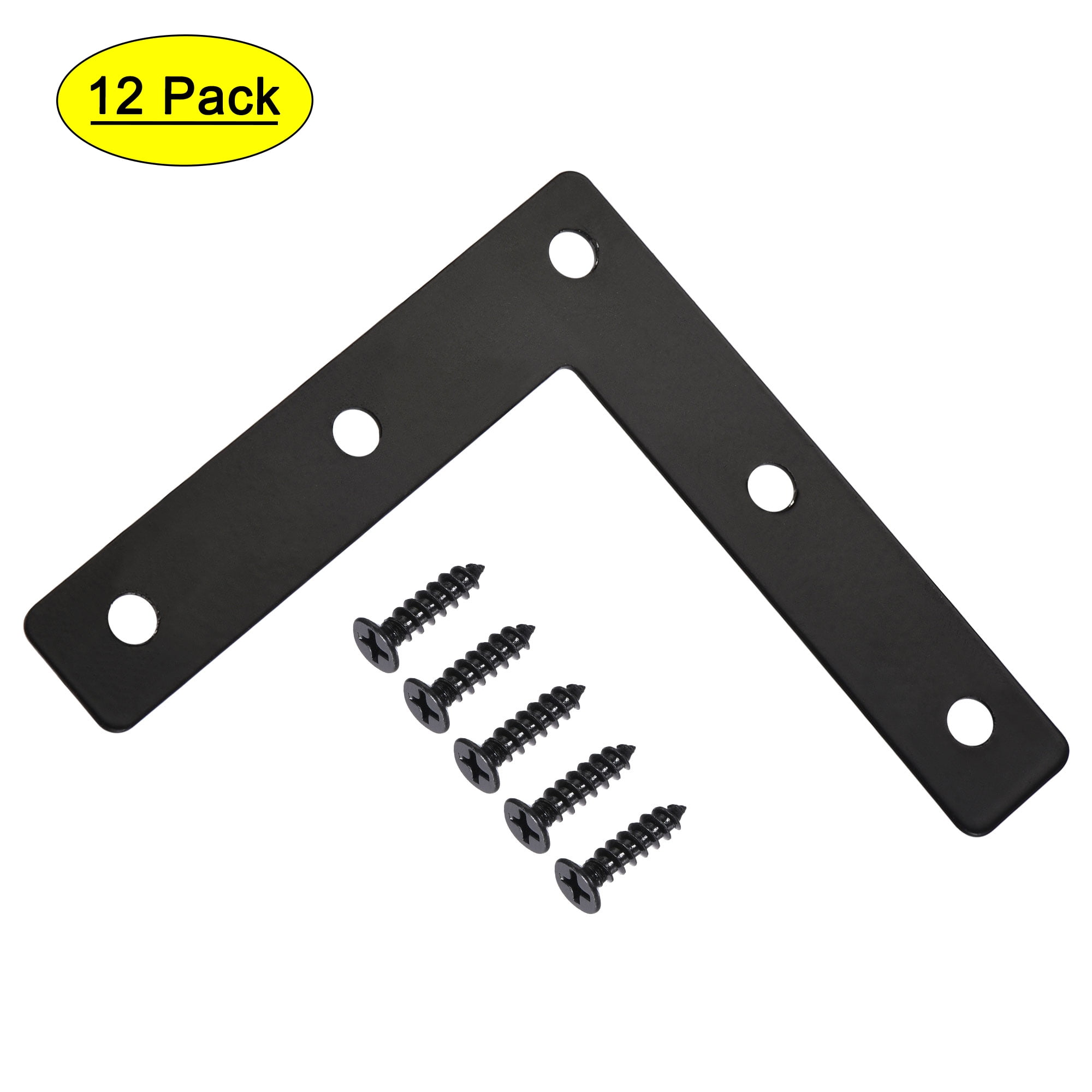 Uxcell 80mmx80mm L Shape Flat Brackets Iron Spray Paint Black with ...
