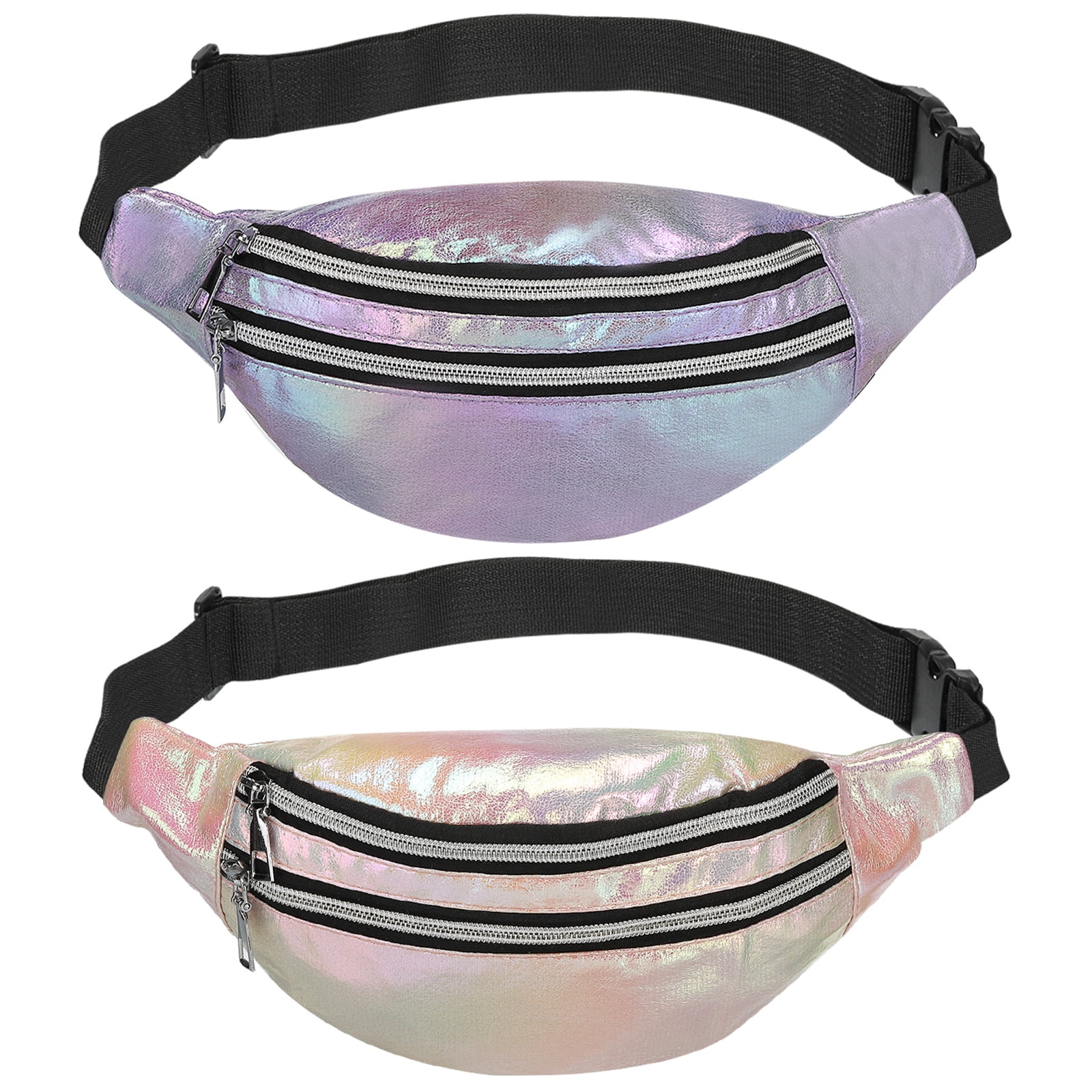 Uxcell 80s Fanny Pack for Women 2 Pack Waist Bag 90s Fanny Pack Purple ...