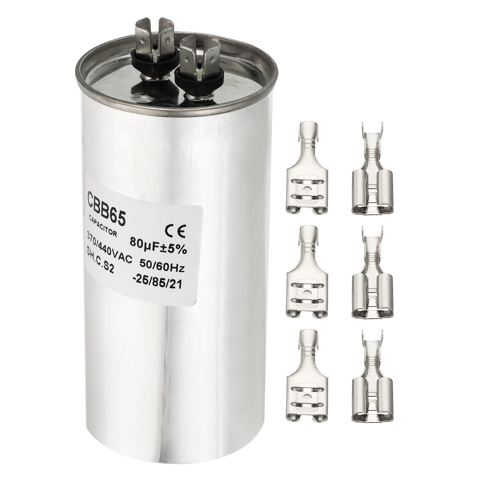 Uxcell 80uf 80MDF 370/440VAC Fan Start Capacitor, CBB65 Circular Run ...