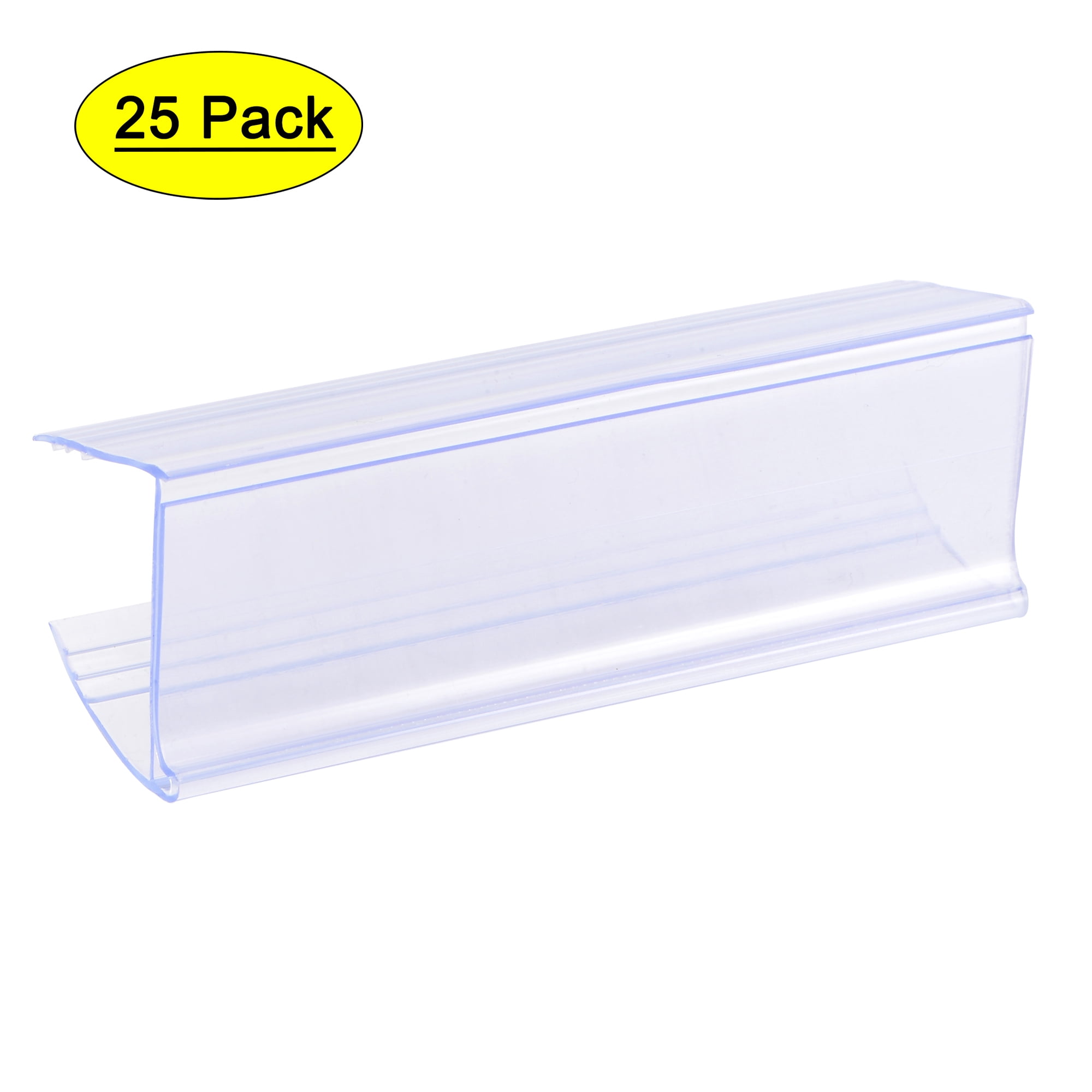 Uxcell 80x28mm Clear Blue Plastic Label Holder Clip for Shelf, 25 Pack ...