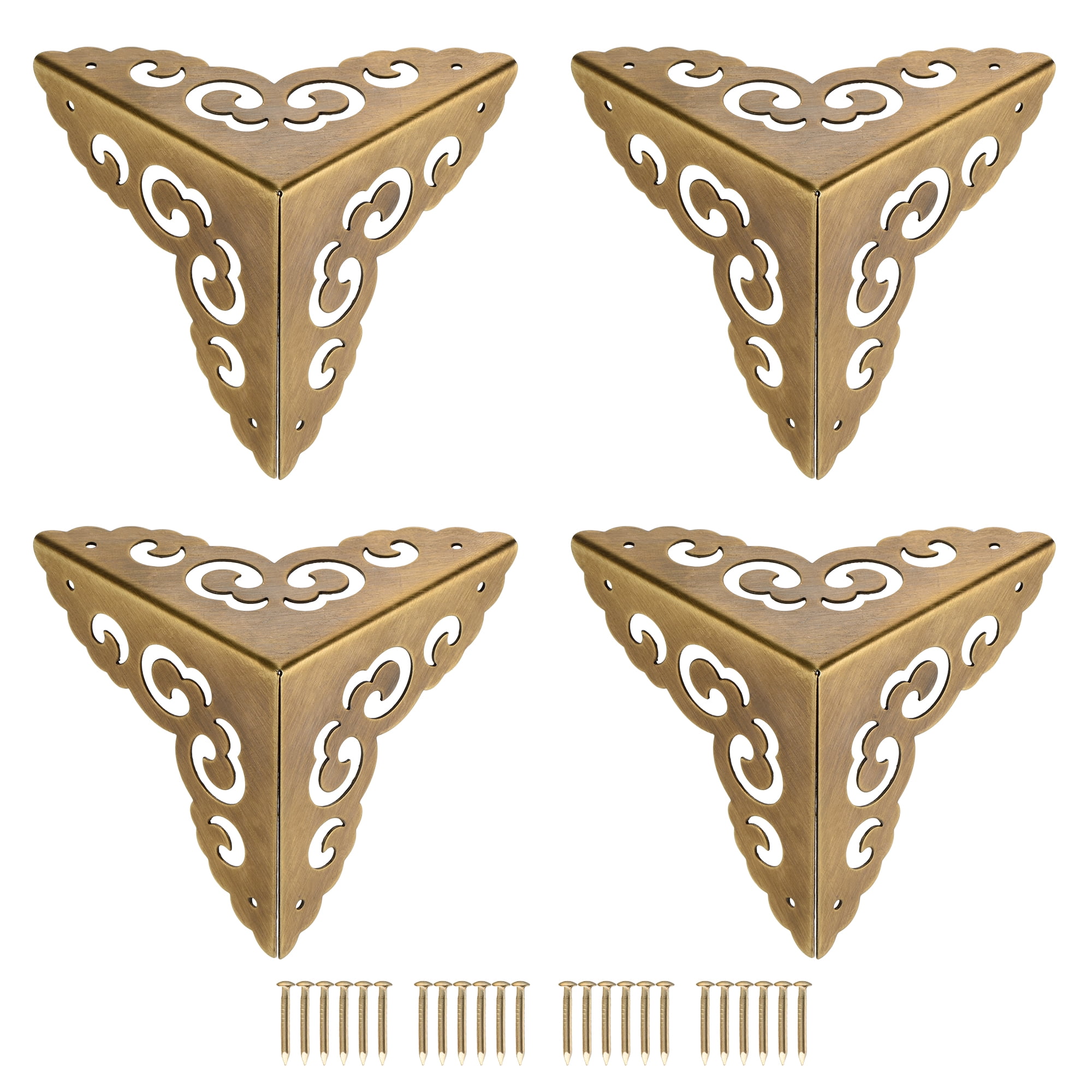 Uxcell 80x80x80mm Metal Box Corner Protectors Brass Matte Sealing ...