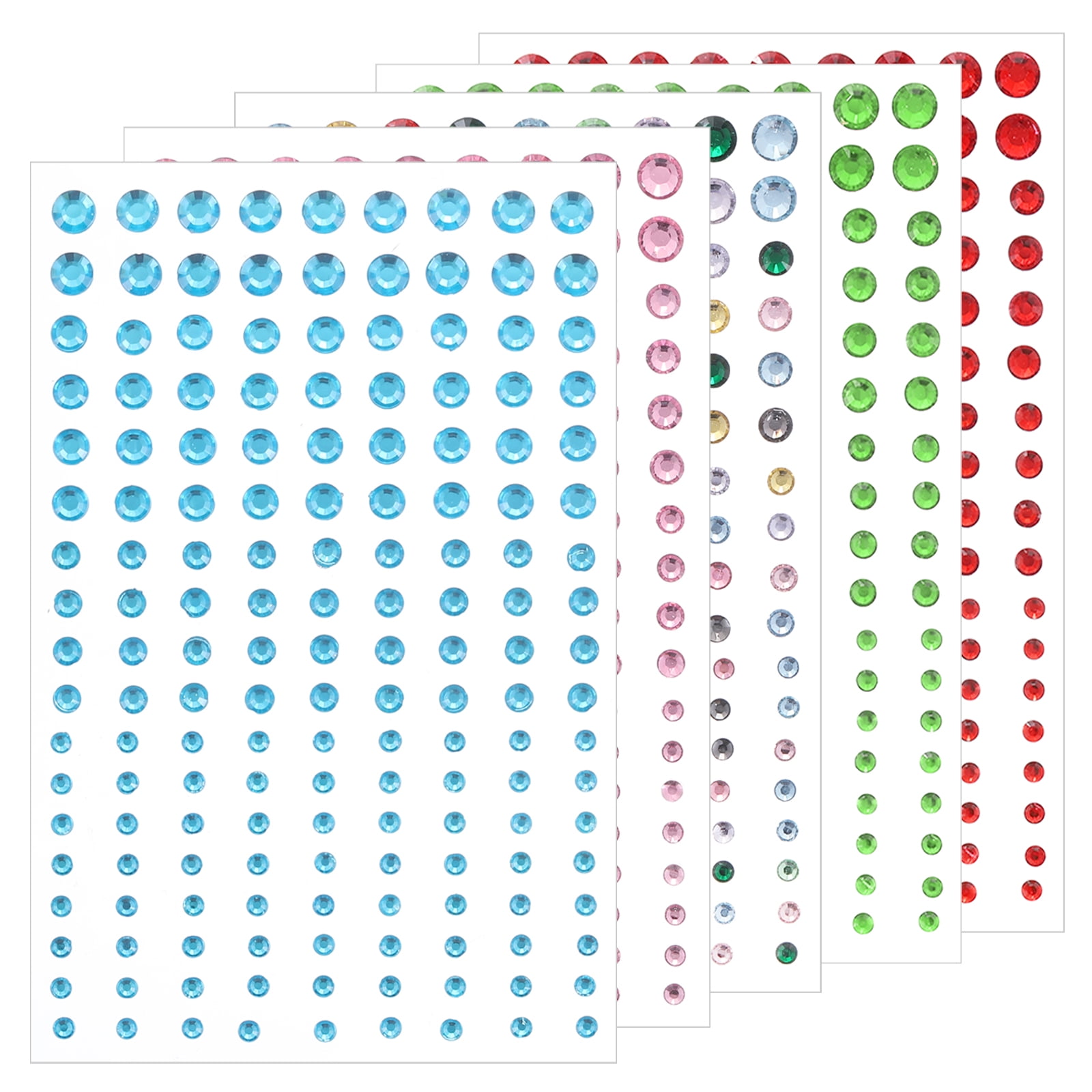 Uxcell 810Pcs Rhinestone Stickers 5 Sheet 3-6mm Self Adhesive Face Gems ...