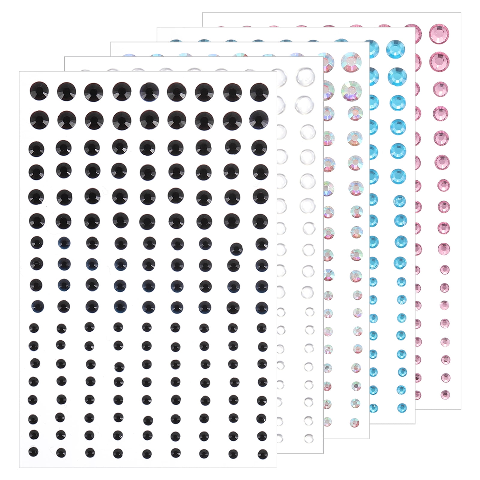 Uxcell 810Pcs Rhinestone Stickers 5 Sheet 3-6mm Self Adhesive Gems ...