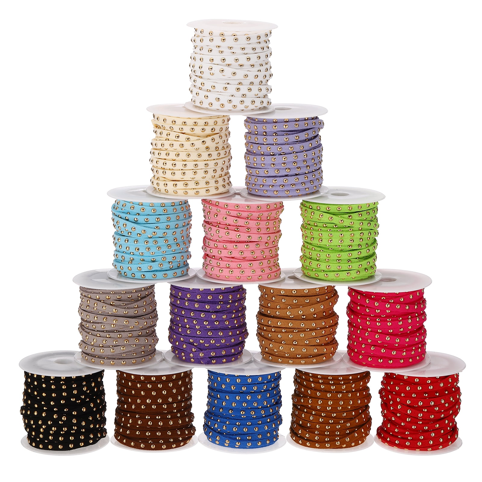 Uxcell 82 Yards 15 Colors Studded Faux Suede Cord Rope Each 5 Meter 5mm ...
