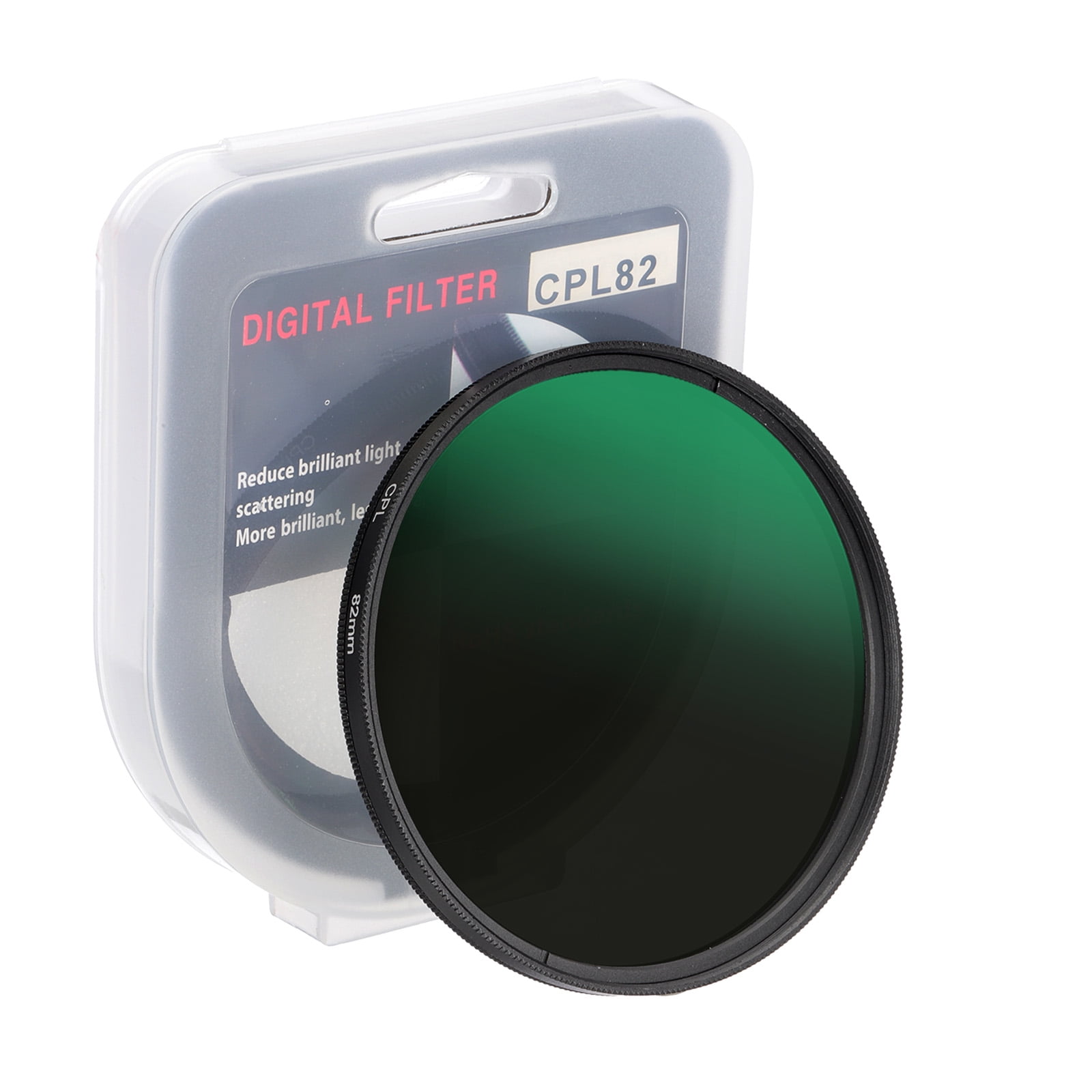 Uxcell 82mm Circular Polarizer Filter, Camera Lens Filter Slim Optical Glass with Len Cap, Black ...