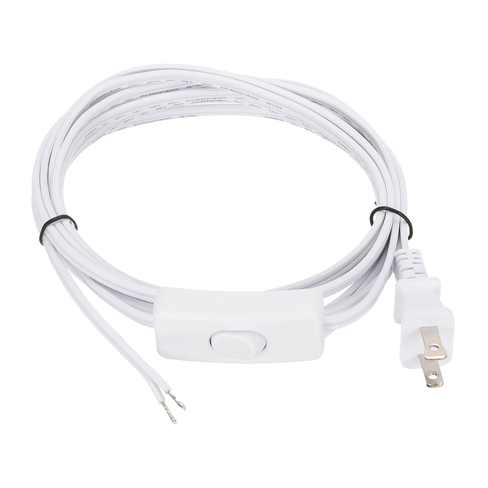 Uxcell 8Ft 18/2 300V SPT-1 Lamp Cord with Switch, White, UL Listed - Walmart.com