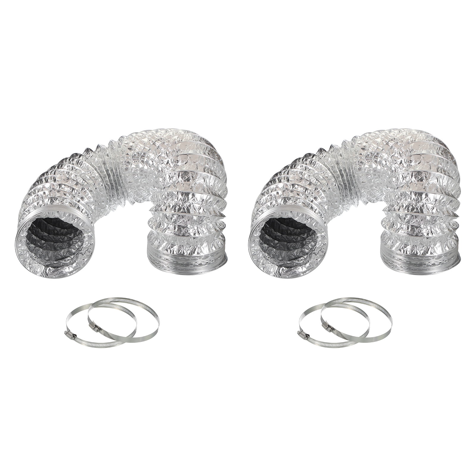 Uxcell 8Ft Dryer Vent Hose 5" Dia. 2Pcs Flexible Aluminum Ducting 4 ...