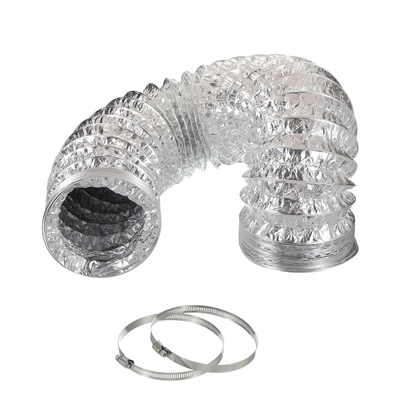 Uxcell 8Ft Dryer Vent Hose 5" Dia. Flexible Aluminum Ducting 2 Clamps ...