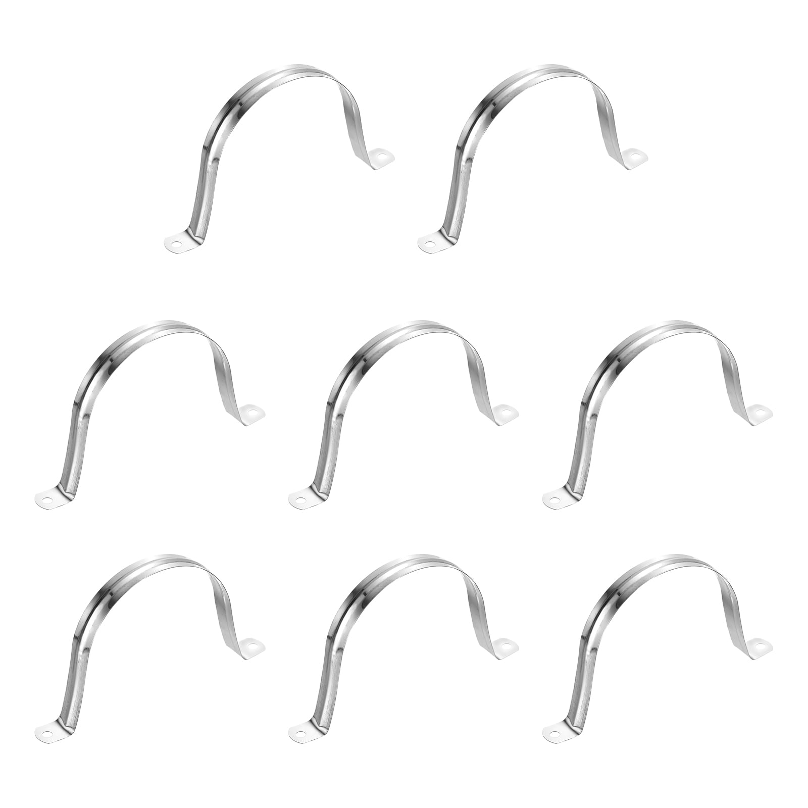 Uxcell 8Pack 100mm Rigid Pipe Straps 2 Hole U-Shaped Bracket Clamps 304 ...