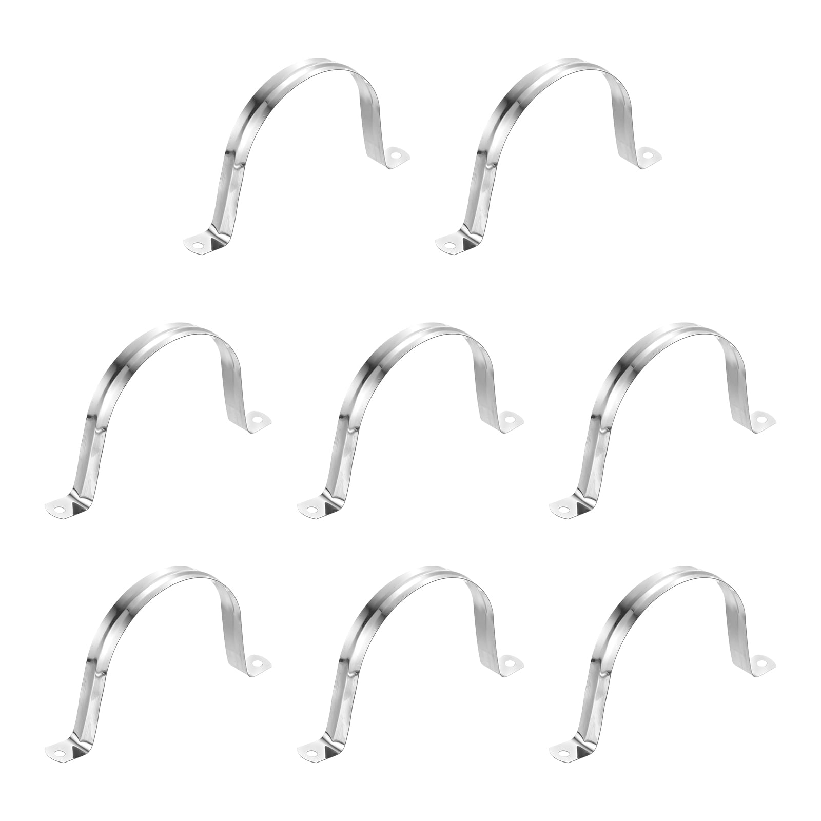 Uxcell 8Pack 90mm Rigid Pipe Straps 2 Hole U-Shaped Bracket Clamps 304 ...
