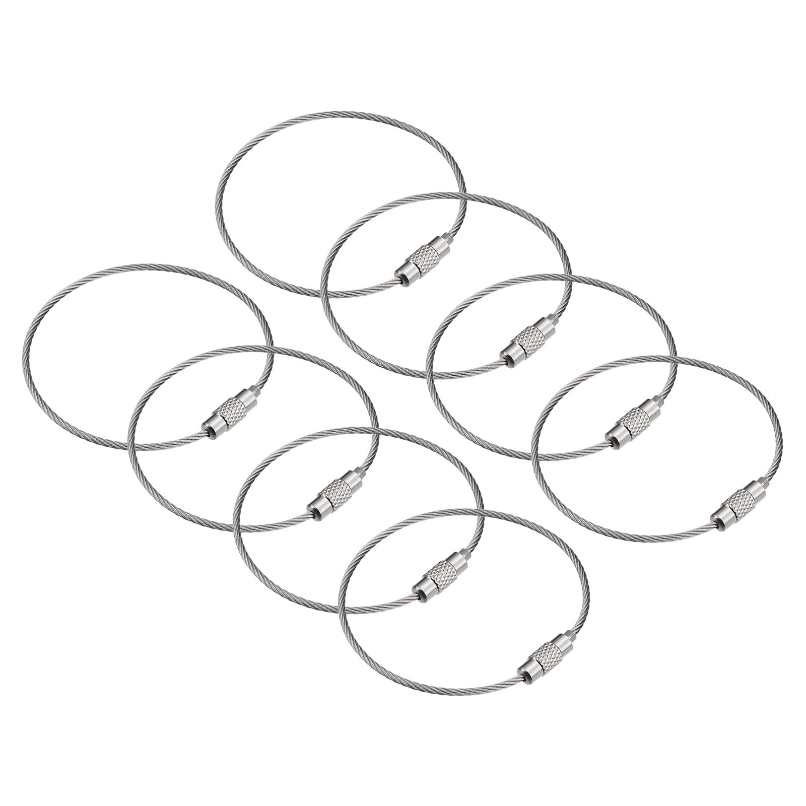 Uxcell 8Pack Cable Key Rings, 6-inch(155mm) Wire Keychain Twist Loops ...