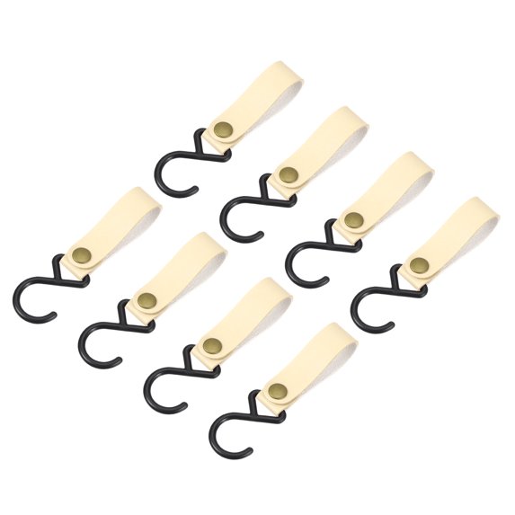 Uxcell 8Pack PU Leather S Hooks for Hanging Multipurpose Camping Hook ...