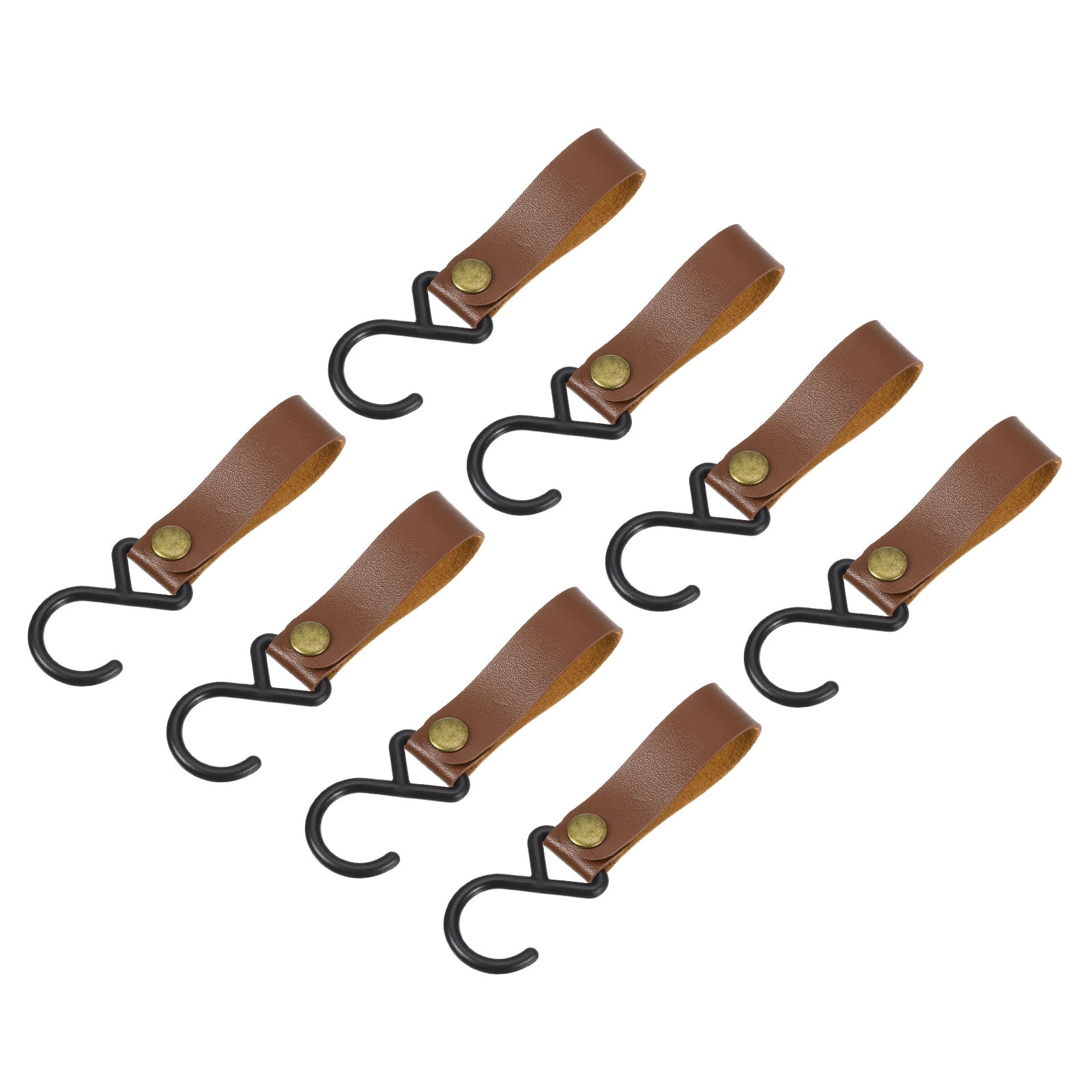 Uxcell 8Pack PU Leather S Hooks for Hanging Multipurpose Camping Hook ...