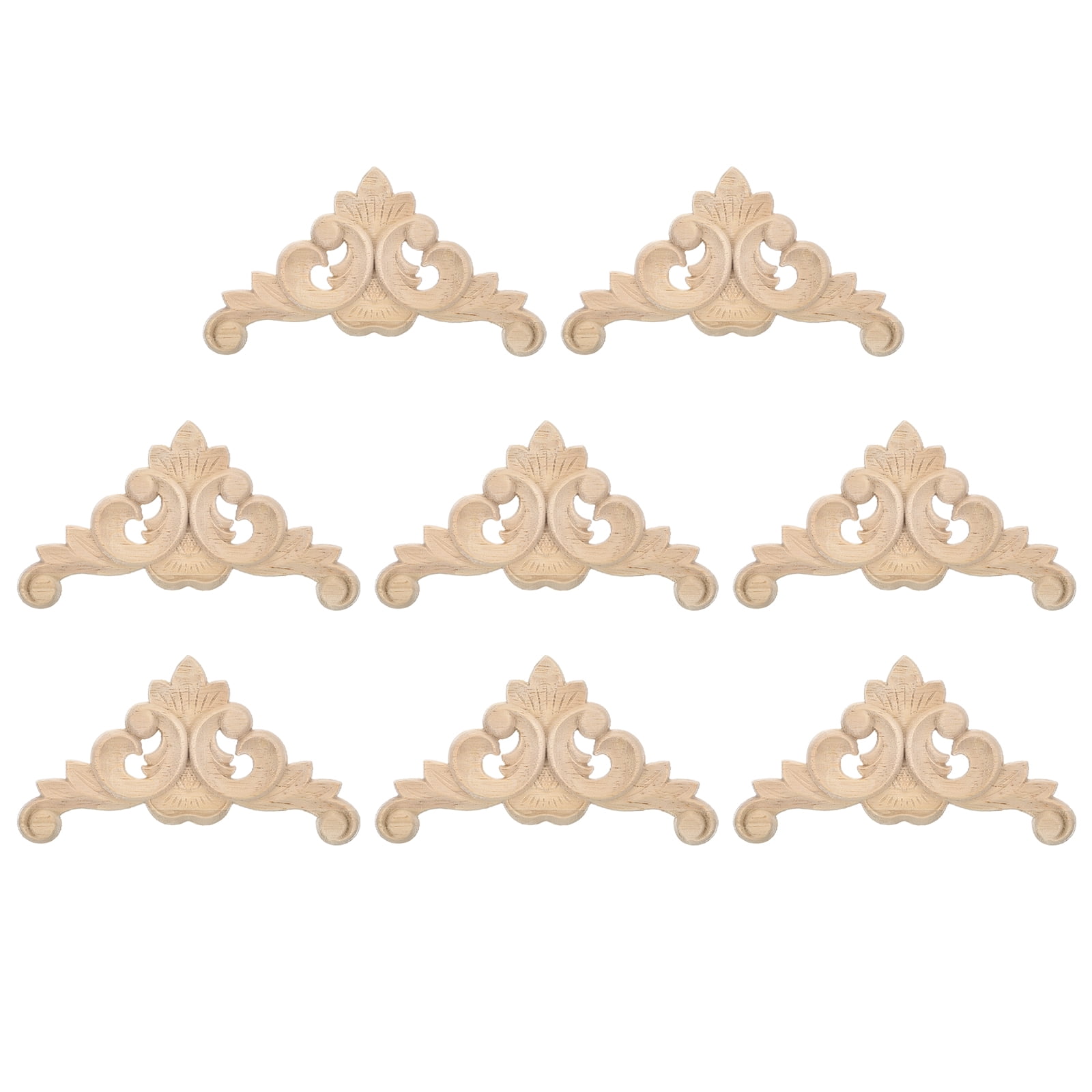 Uxcell 8Pack Wood Carved Appliques Unpainted Decorative Corner Flower ...