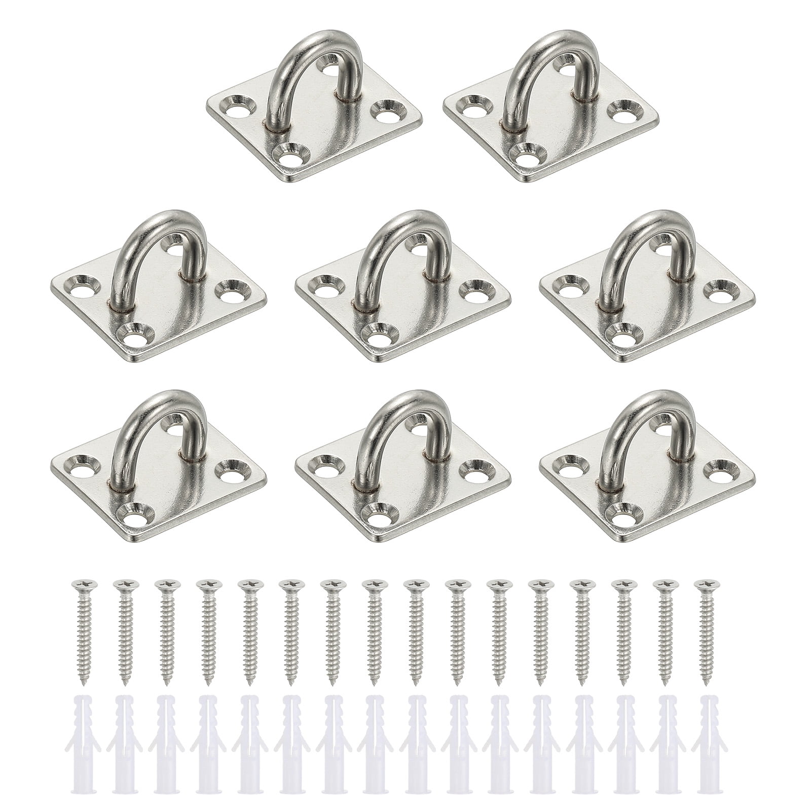 Uxcell 8Pcs 304 Stainless Steel Ceiling Hooks - 35mm Square Wall Mount ...