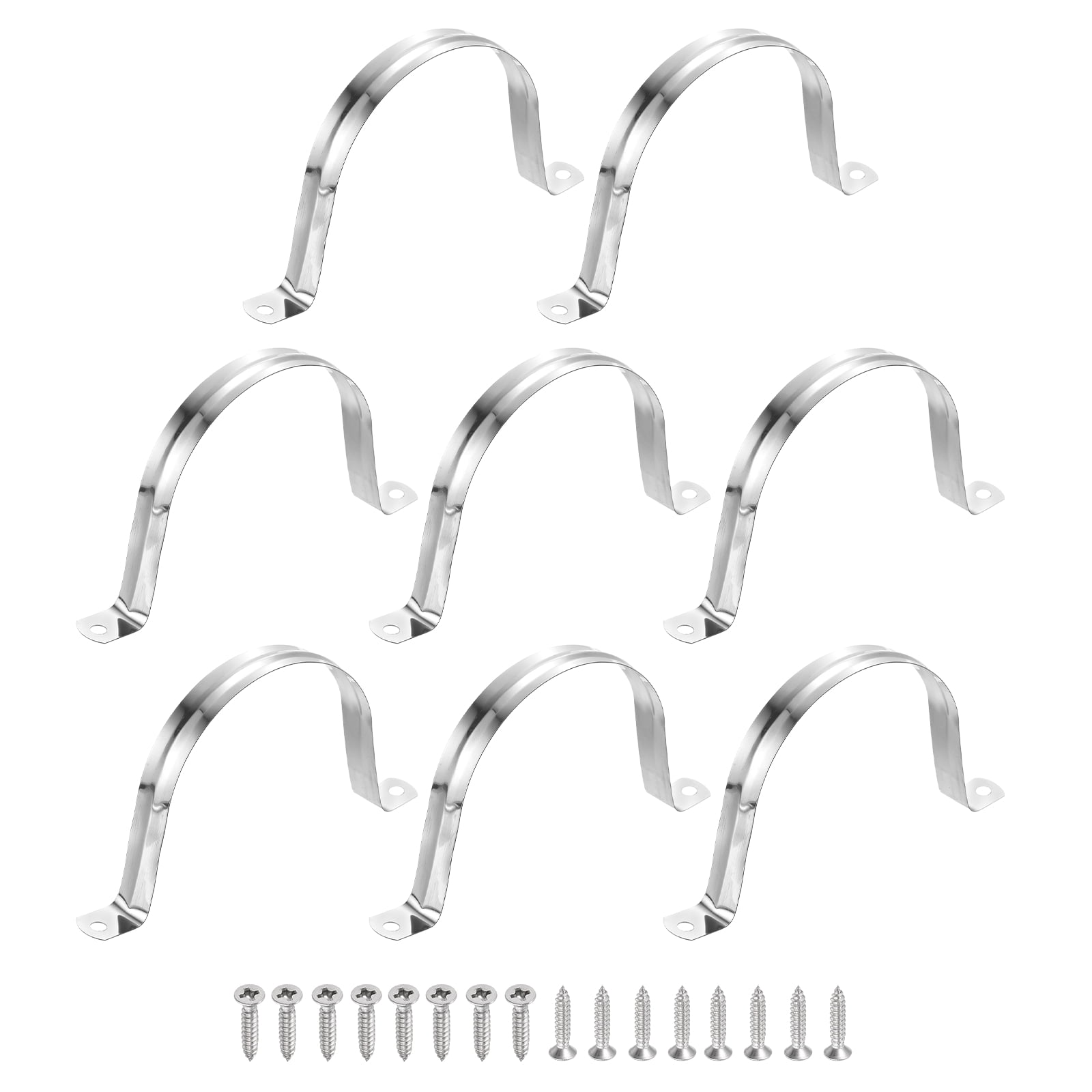 Uxcell 8Pcs 90mm(3-9/16")304 Stainless Steel Rigid Pipe Strap, Two Hole ...