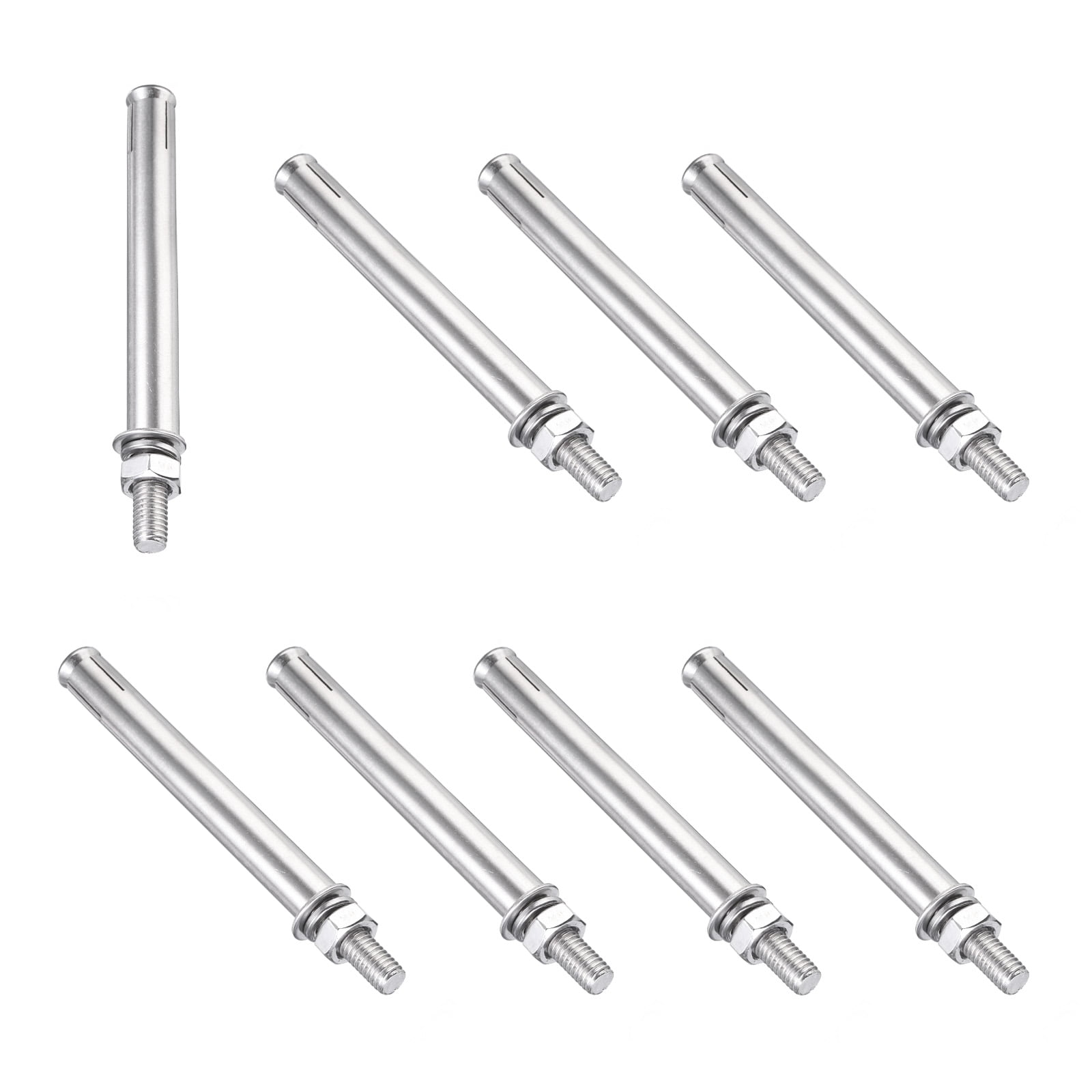 Uxcell 8Pcs M8 x 100mm Expansion Screw Bolts Sleeve Anchoring Fastener ...