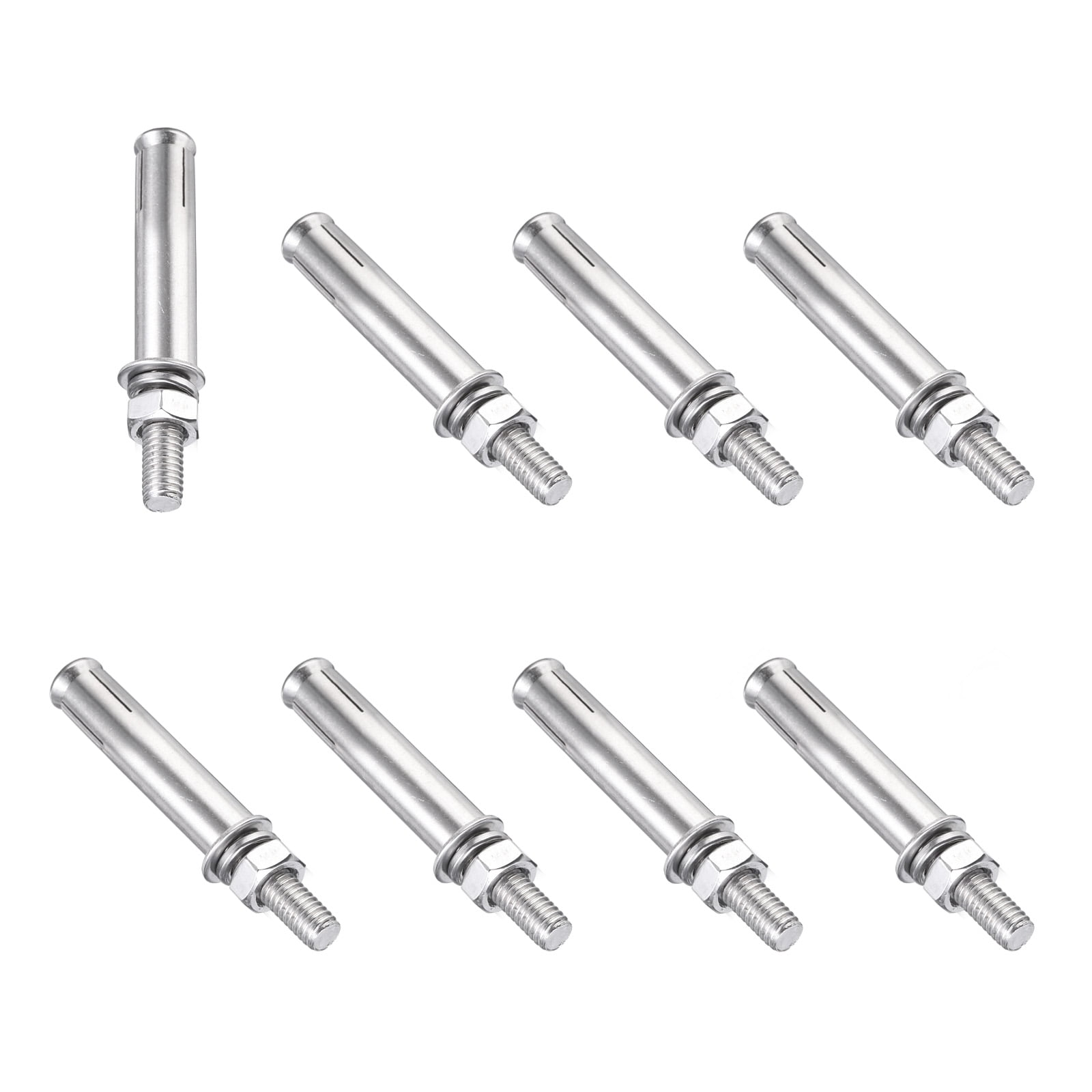 Uxcell 8Pcs M8 x 70mm Expansion Screw Bolts Sleeve Anchoring Fastener ...
