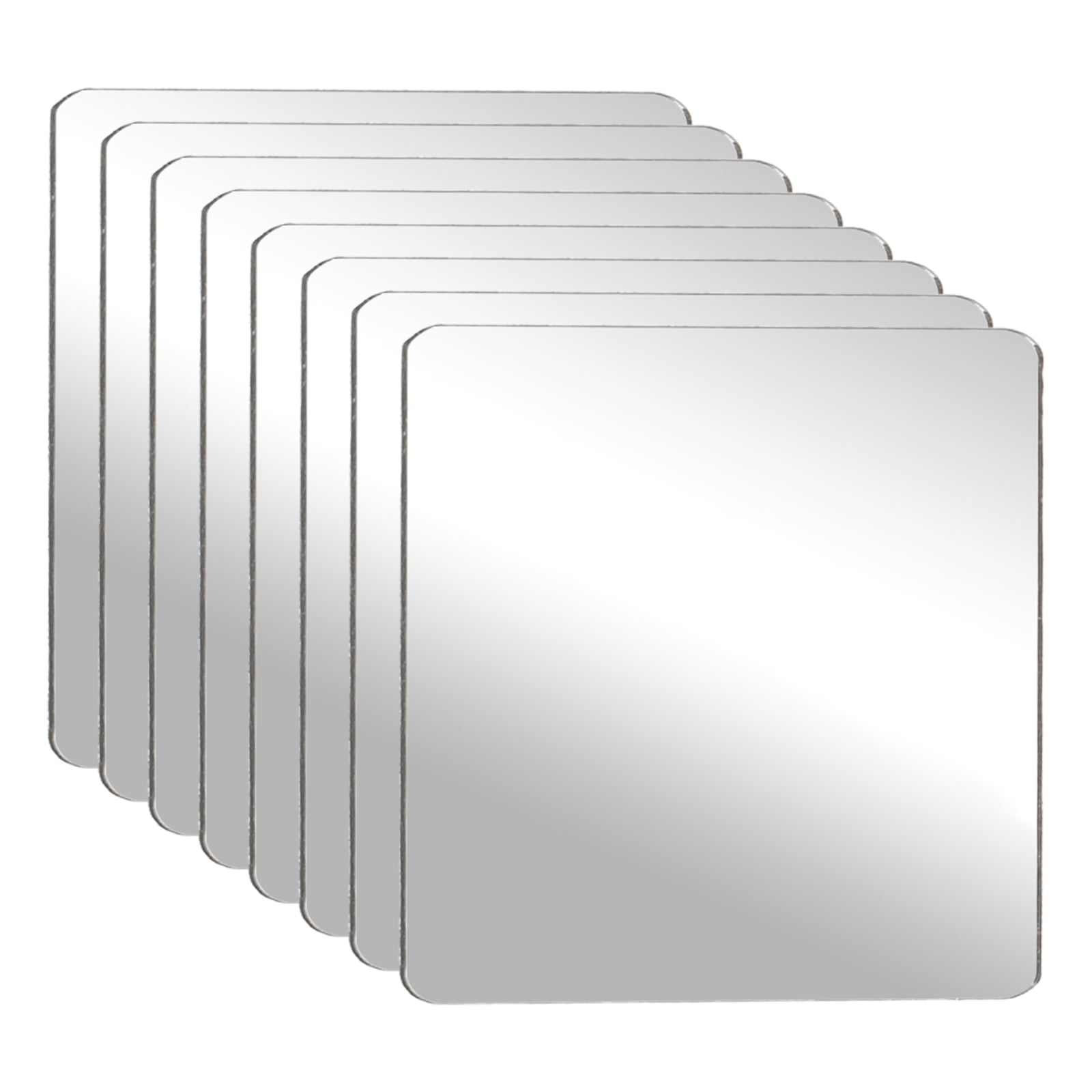Uxcell 8Pcs Shatter Proof Acrylic Mirror, 2" Square Round Corner Mirror ...