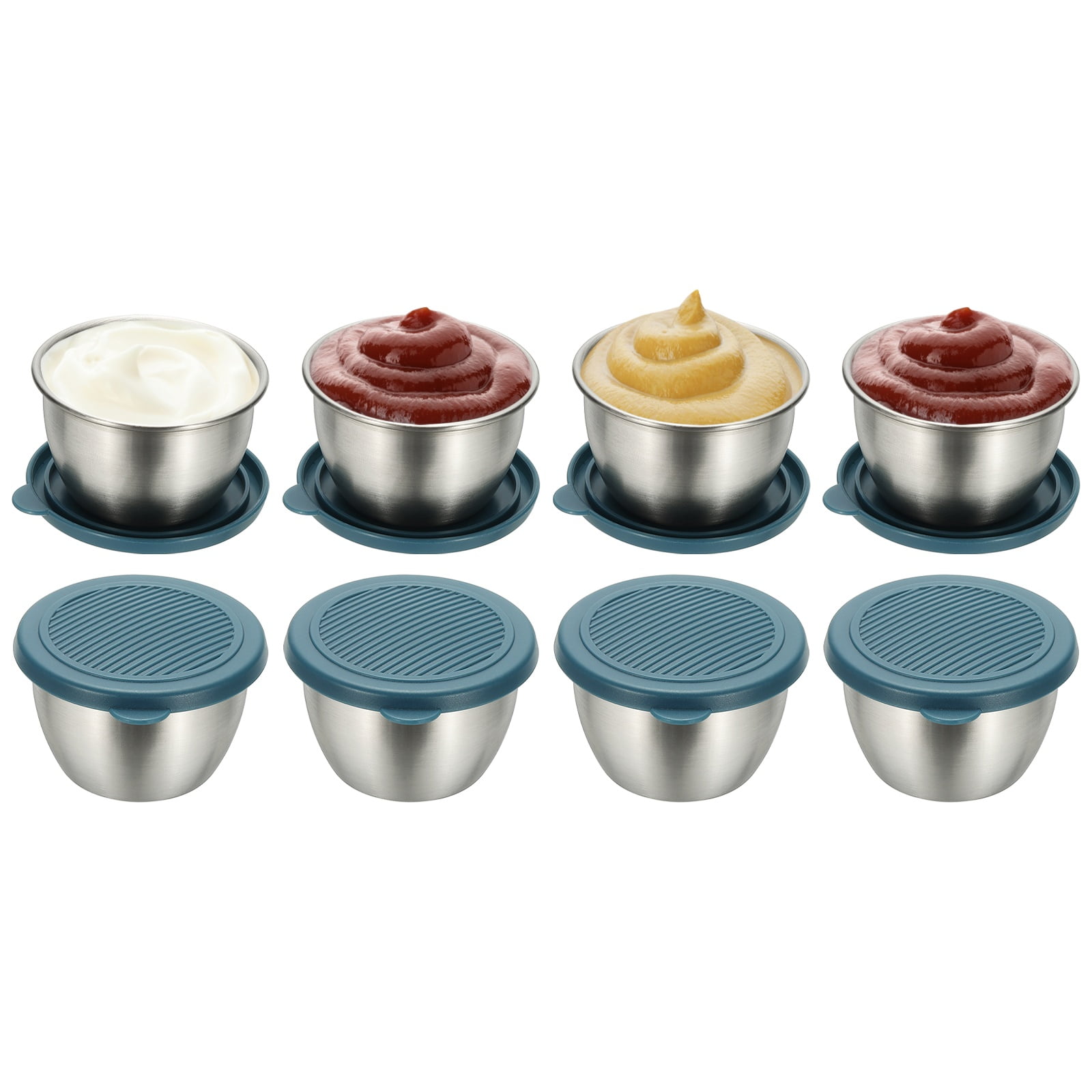 Uxcell 8Pcs Stainless Steel Salad Dressing Container with Lid(80ml/2 ...