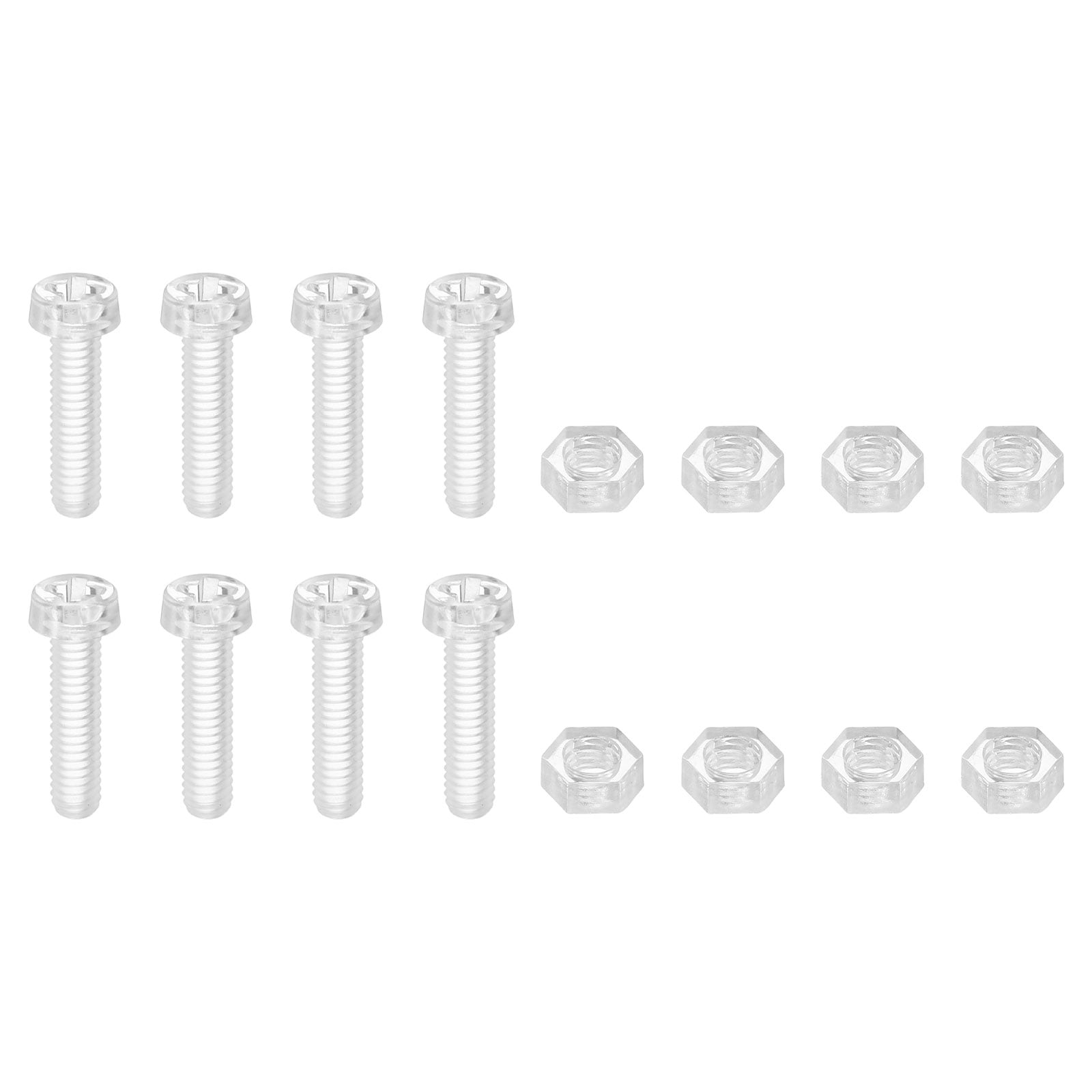 Uxcell 8Set Clear Acrylic Screws Kit, M4 x 16mm Round Head Phillips ...