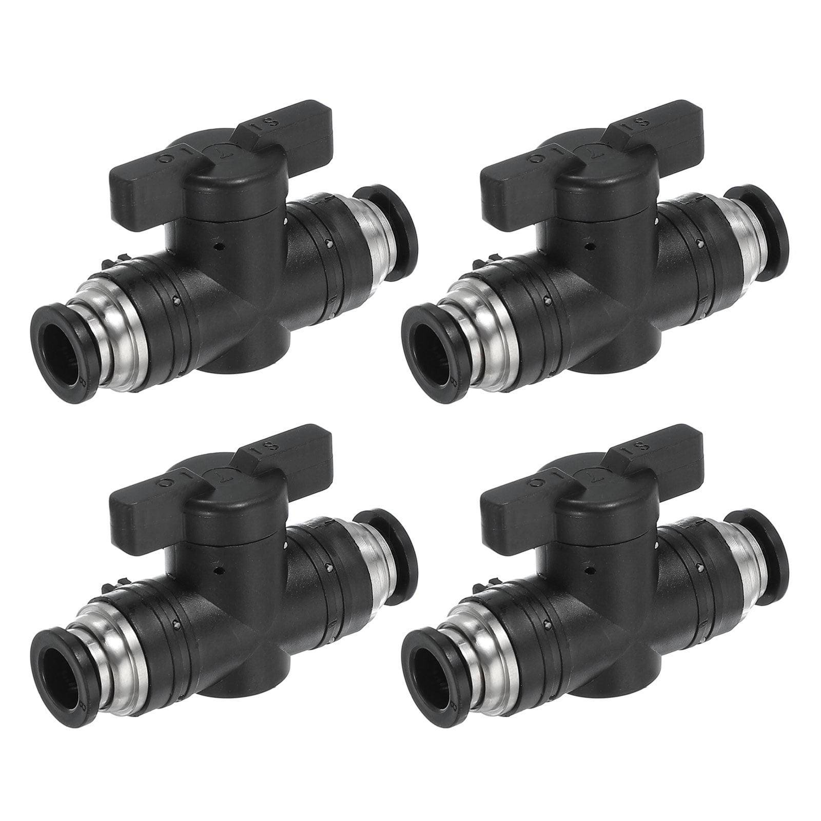 Uxcell 8mm (3/10") Push to Connect Fittings Ball Valve, 4 Pcs 0-60 Degree BUC Air Flow Control ...