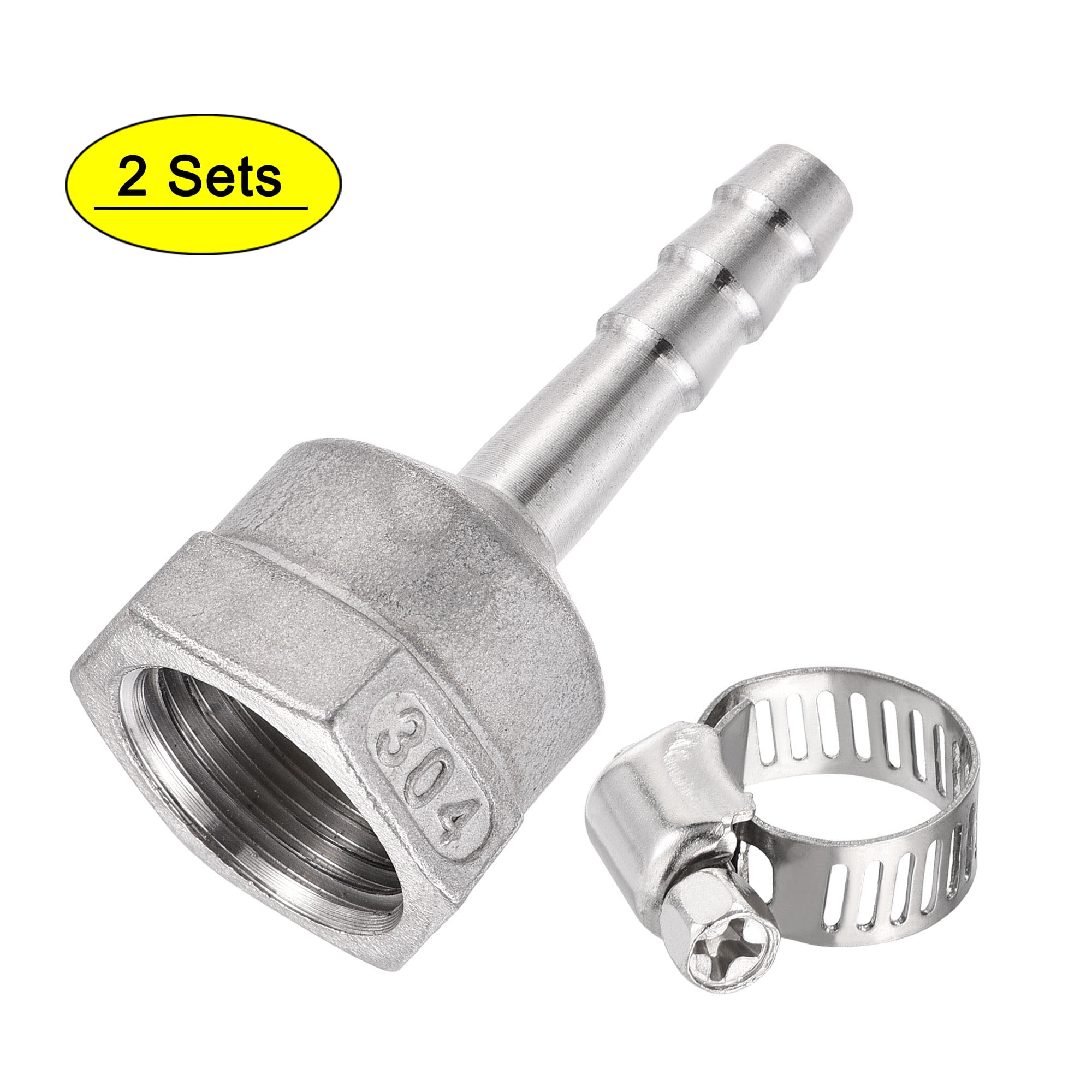 Uxcell 8mm Barb x 1/2PT Female Barb Hose Fitting Stainless Steel with ...