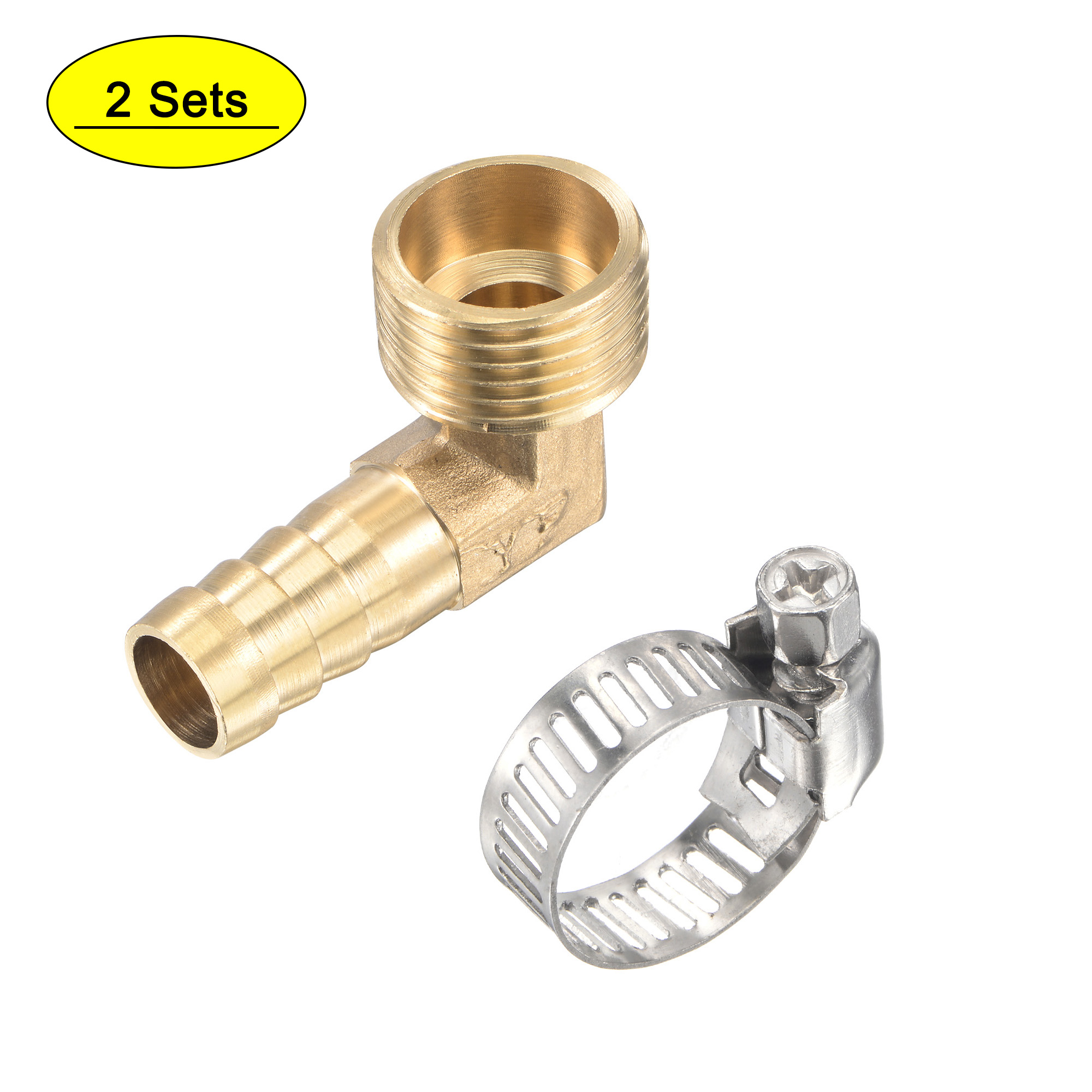 Uxcell Brass Hose Barbed Fittings Elbow Right Angle Pipe Connector with ...