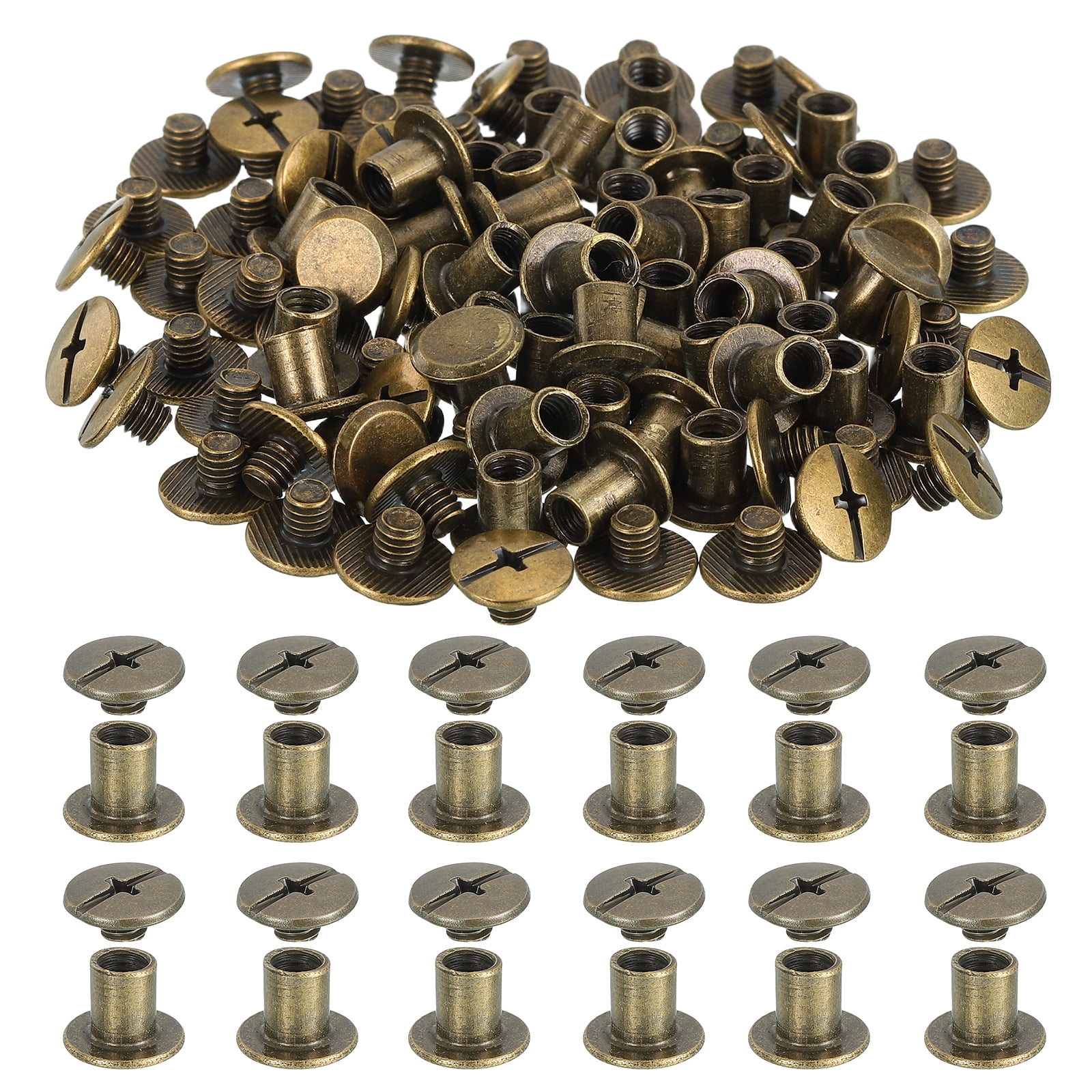 Uxcell 8mm Chicago Screws Leather Rivets, 120 Set Leather Rivets Nail ...
