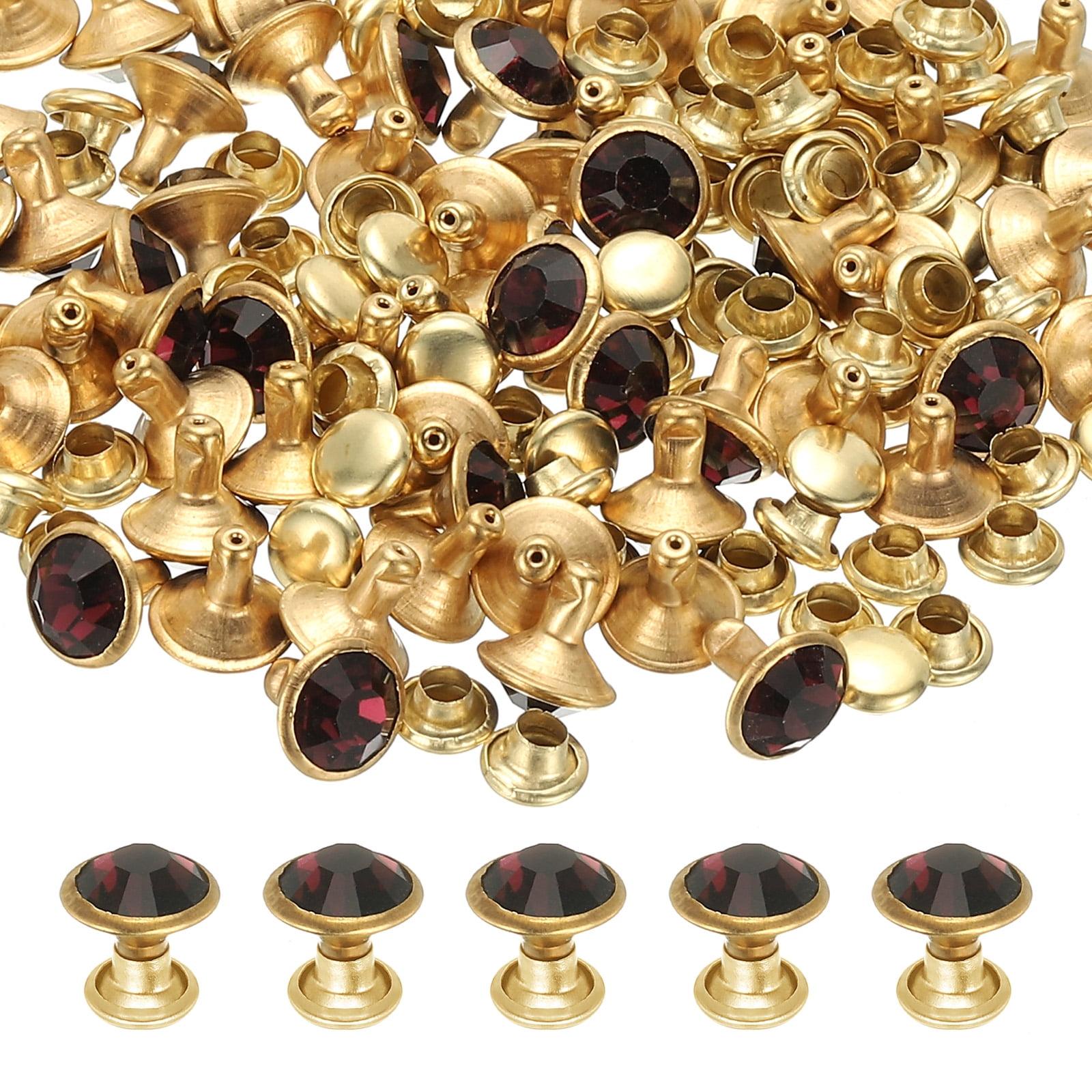 Uxcell 8mm Leather Rivets, 70 Sets Rhinestone Rivet Studs Double Cap ...