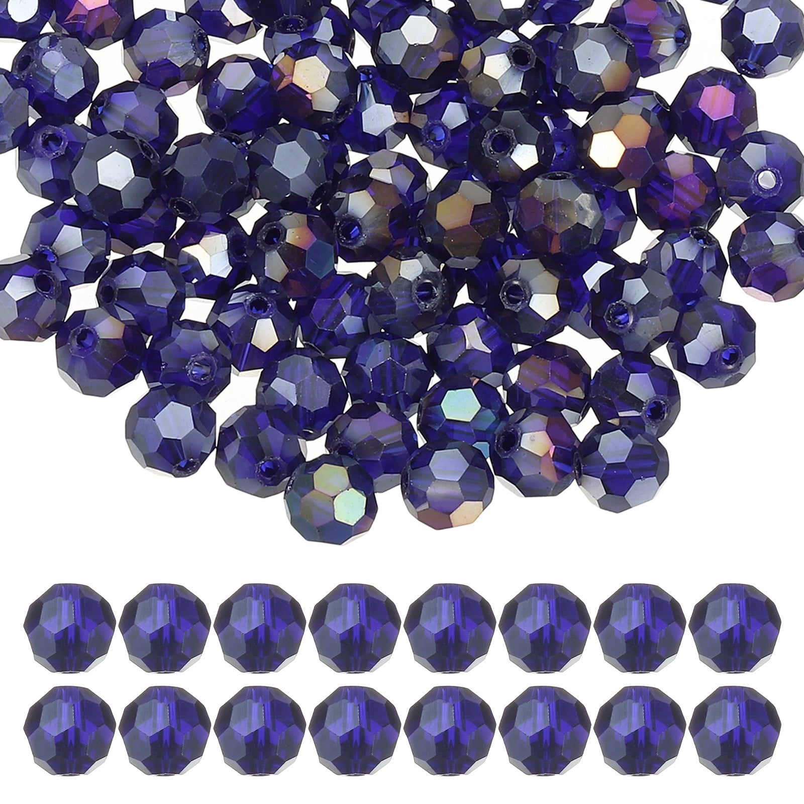 Uxcell 8mm Round Crystal Beads, 100 Pcs Glass Faceted Ball Beads for ...