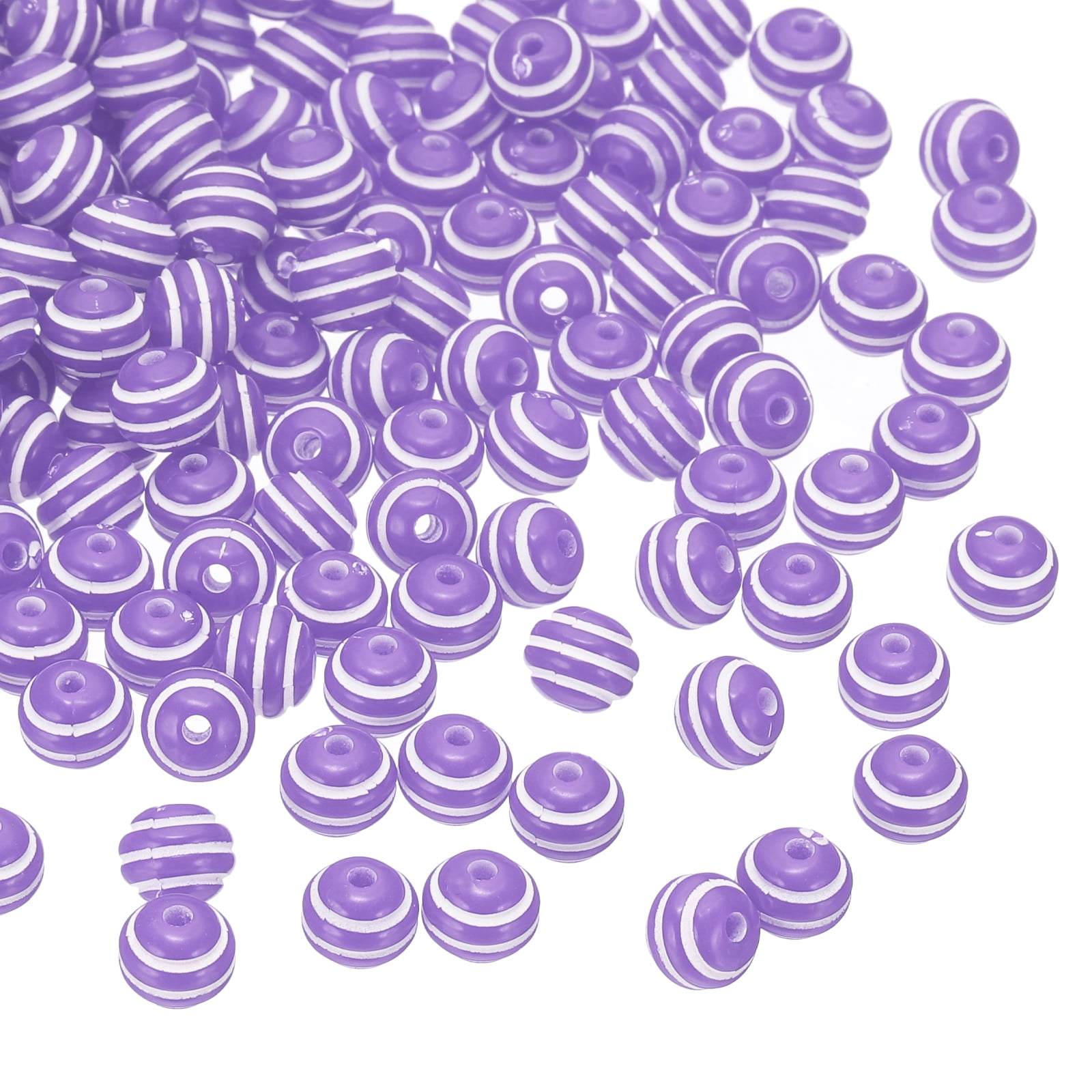 Uxcell 8mm Round Strip Bead, Purple and White Acrylic Rainbow Beads ...