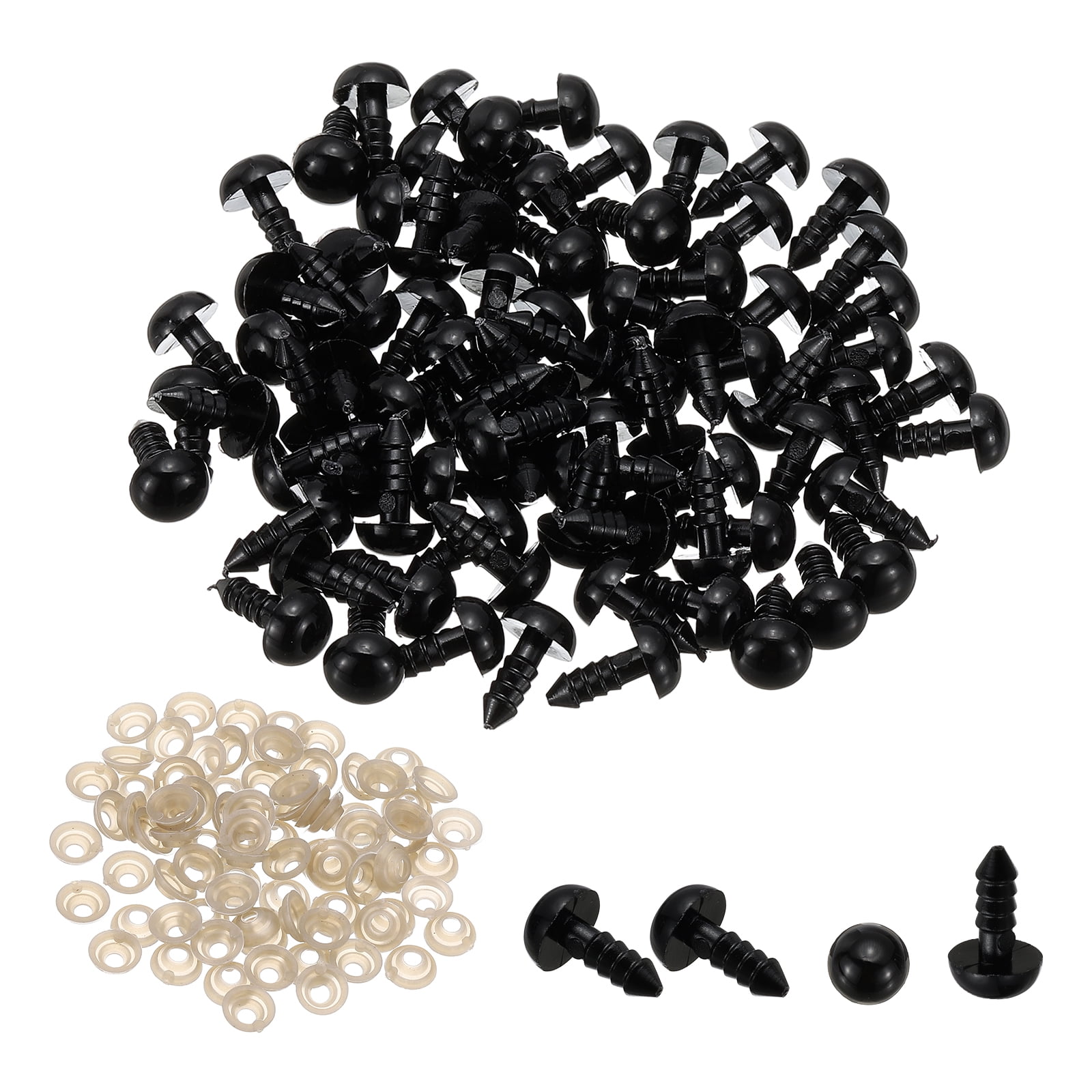 Uxcell 8mm Safety Eyes, 130 Pcs Plastic Craft Eyes with Washers for ...