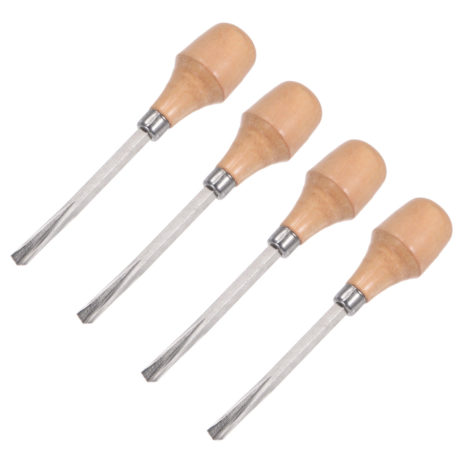 Uxcell 8mm Tip 5" Length Carbon Steel Triangle Tip Wood Handle Wood ...