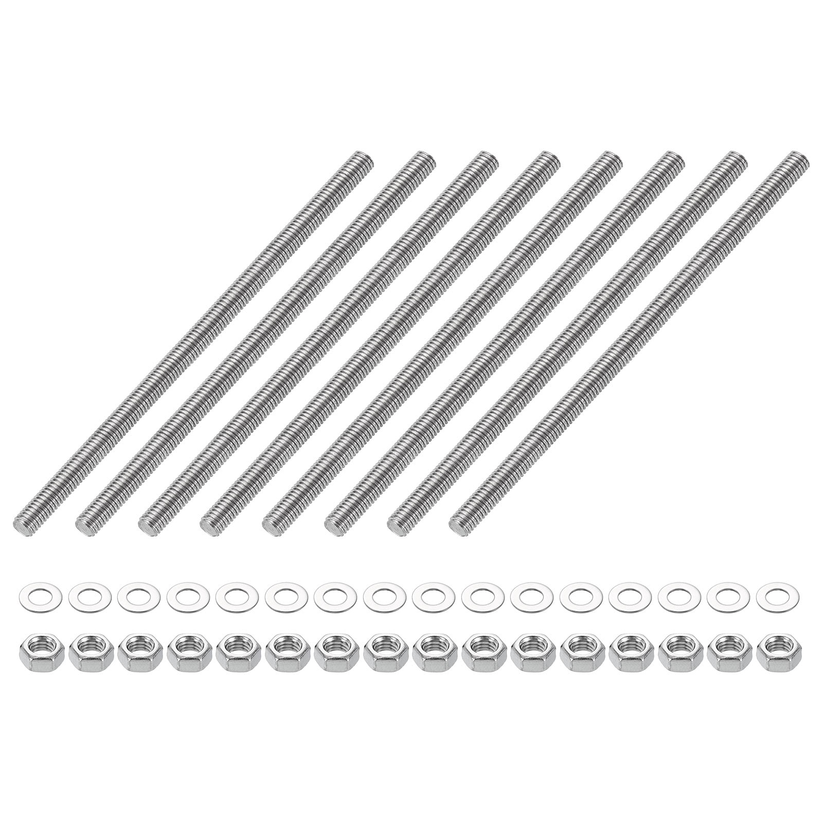 Uxcell 8pack Fully Threaded Rod, M5 x 100mm 201 Stainless Steel Right ...