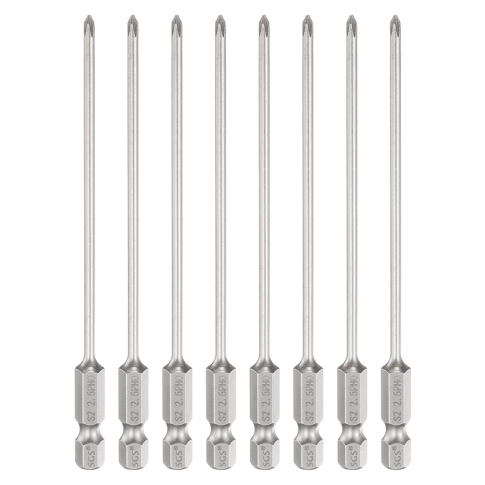 Uxcell 8pcs #0 Phillips Screwdriver Bit PH0 1/4" Hex Shank 4.3" (110mm) Long 0.1" Rod Magnetic ...